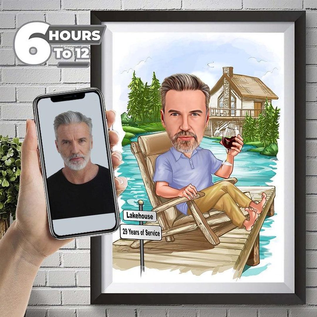 Personalized Retirement Cartoon Portrait, Custom Retirement Caricature ...