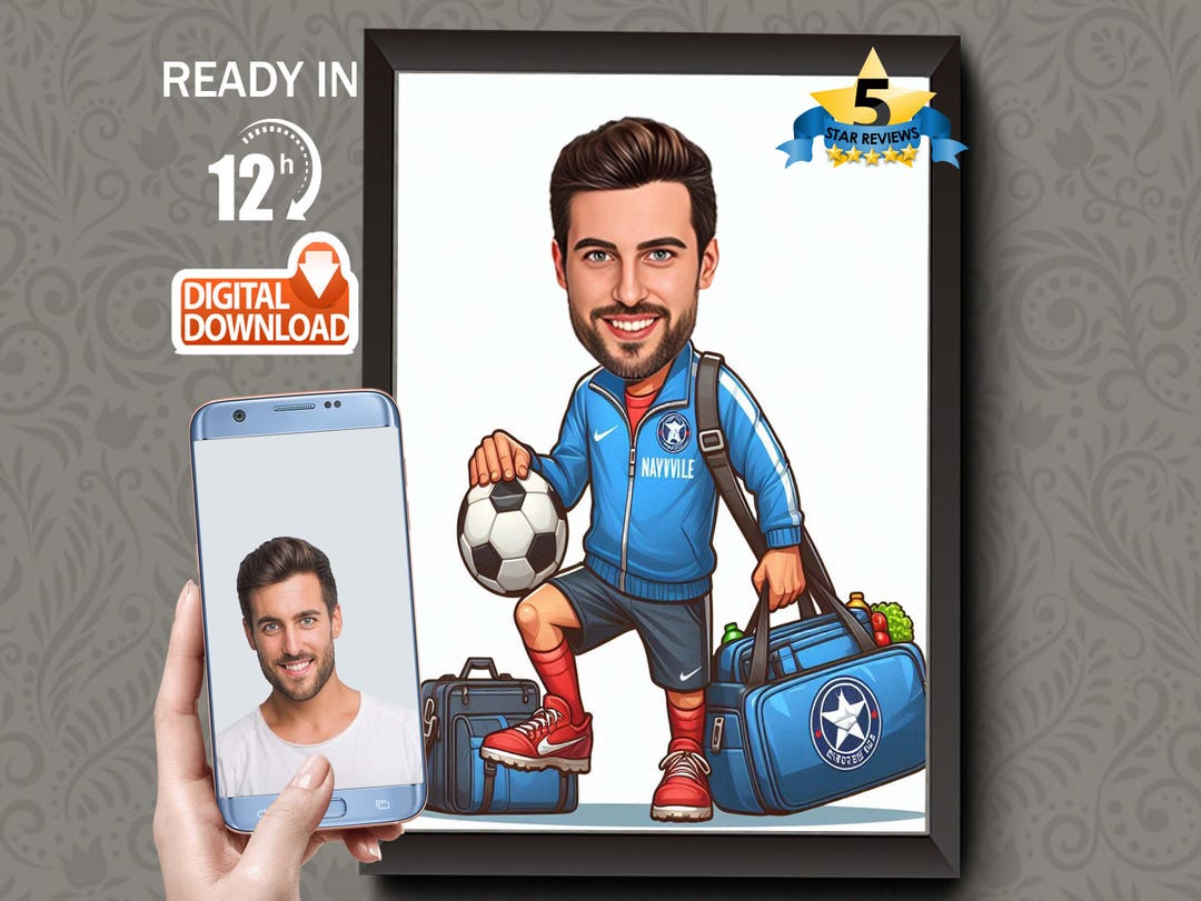 Customized Soccer Coach Caricature Figurine Gift, Coach Photo Gifts ...