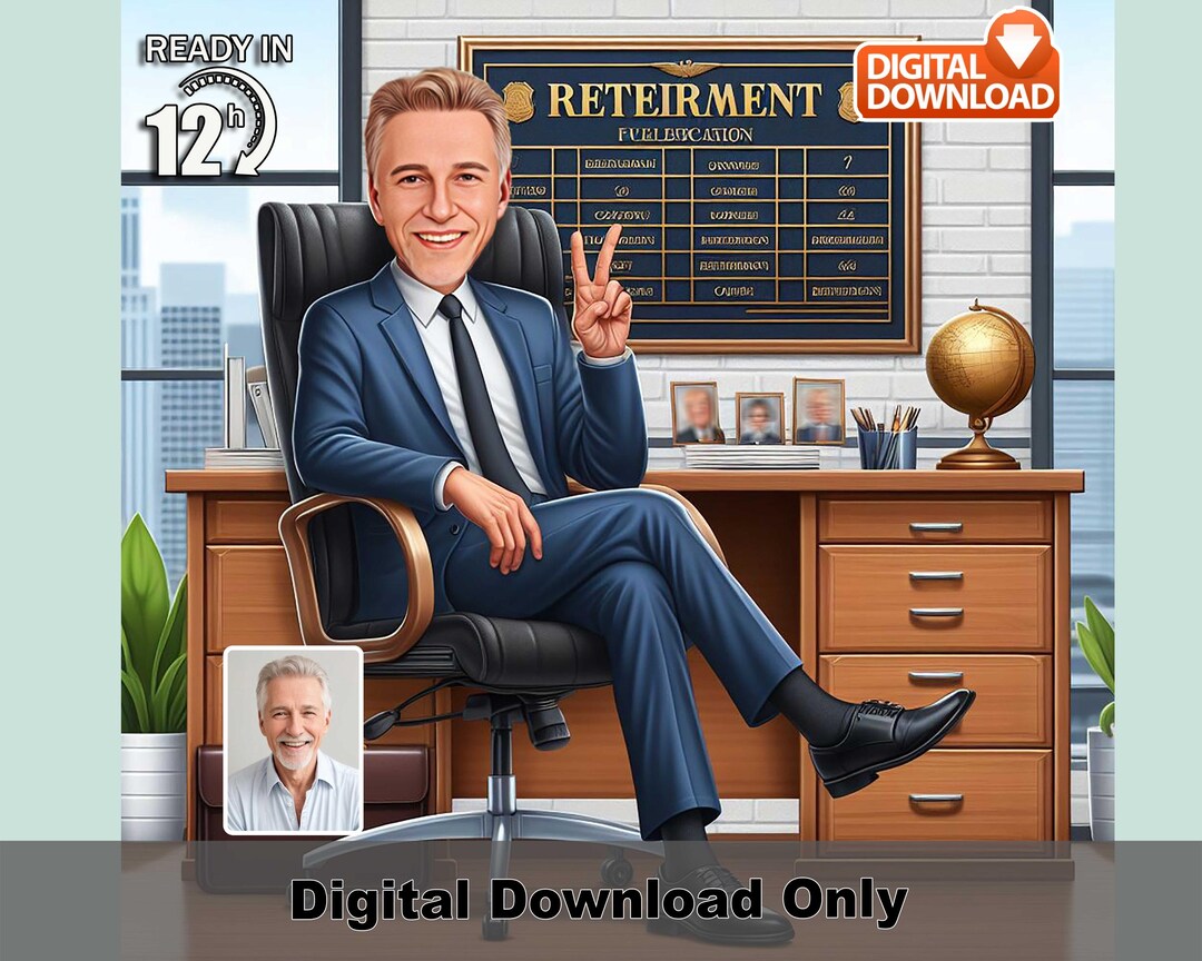 HAPPY RETERIMENT Personalized Caricature Perfect Gifts for Retirees ...