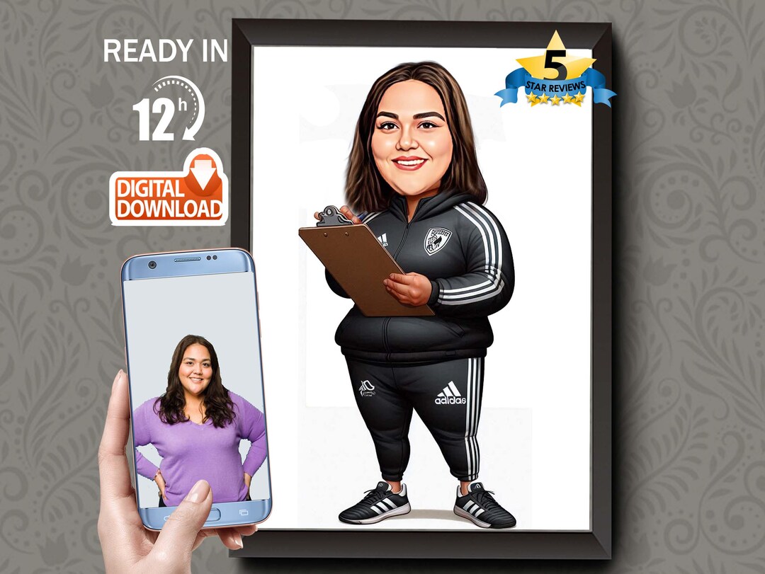 Female Coach Caricature, Funny Cartoon Image of a Coach, Funny Coach ...