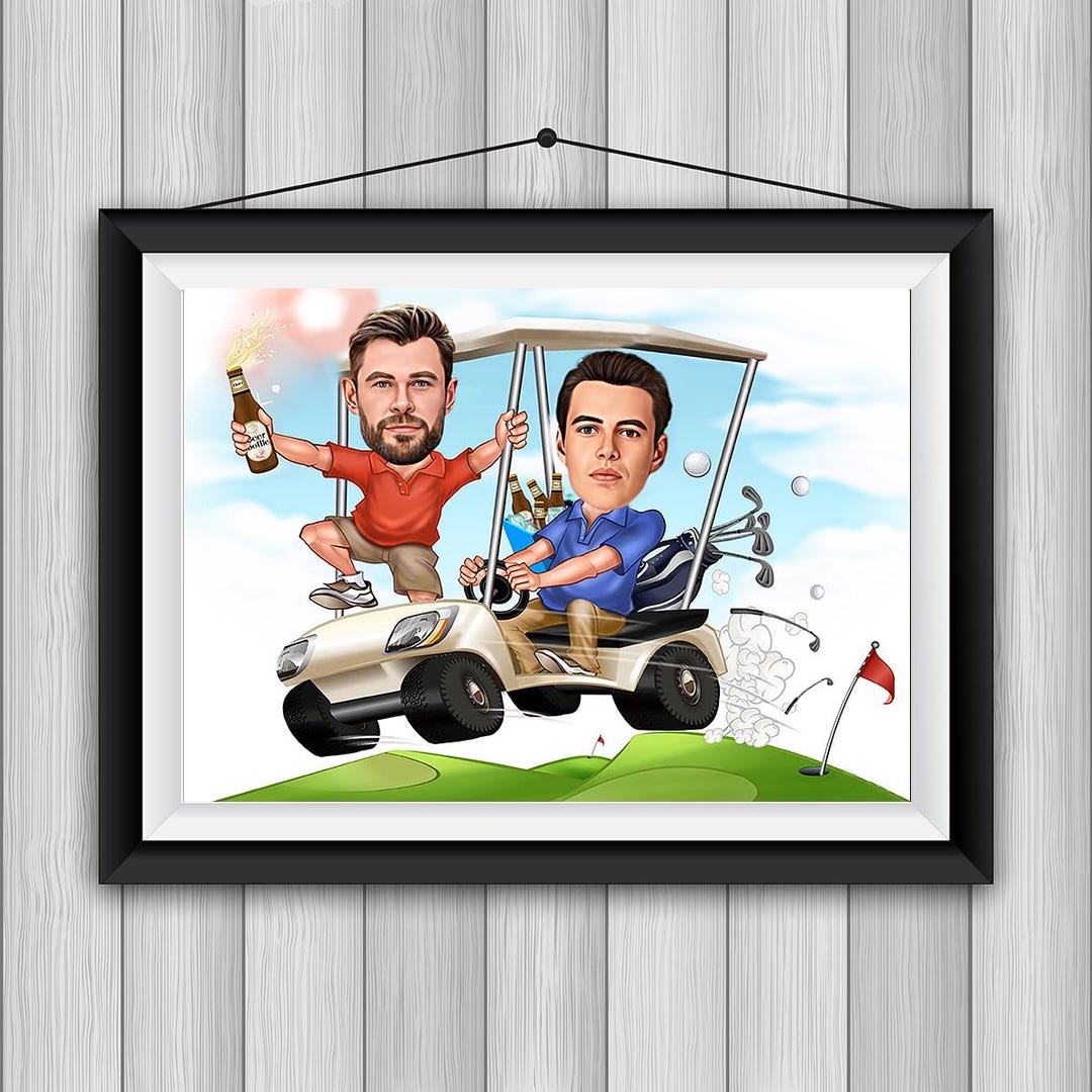 Personalized Golfer Cartoon Caricature From Photo, Custom Couple ...