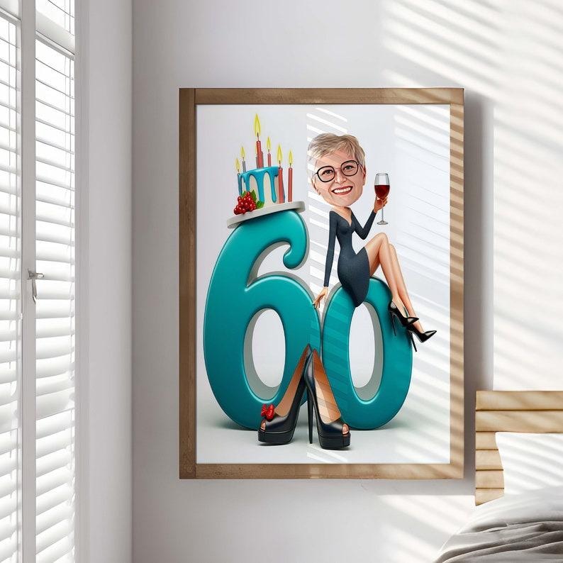 Personalized 60th Birthday Caricature From Photos Happy Birthday ...