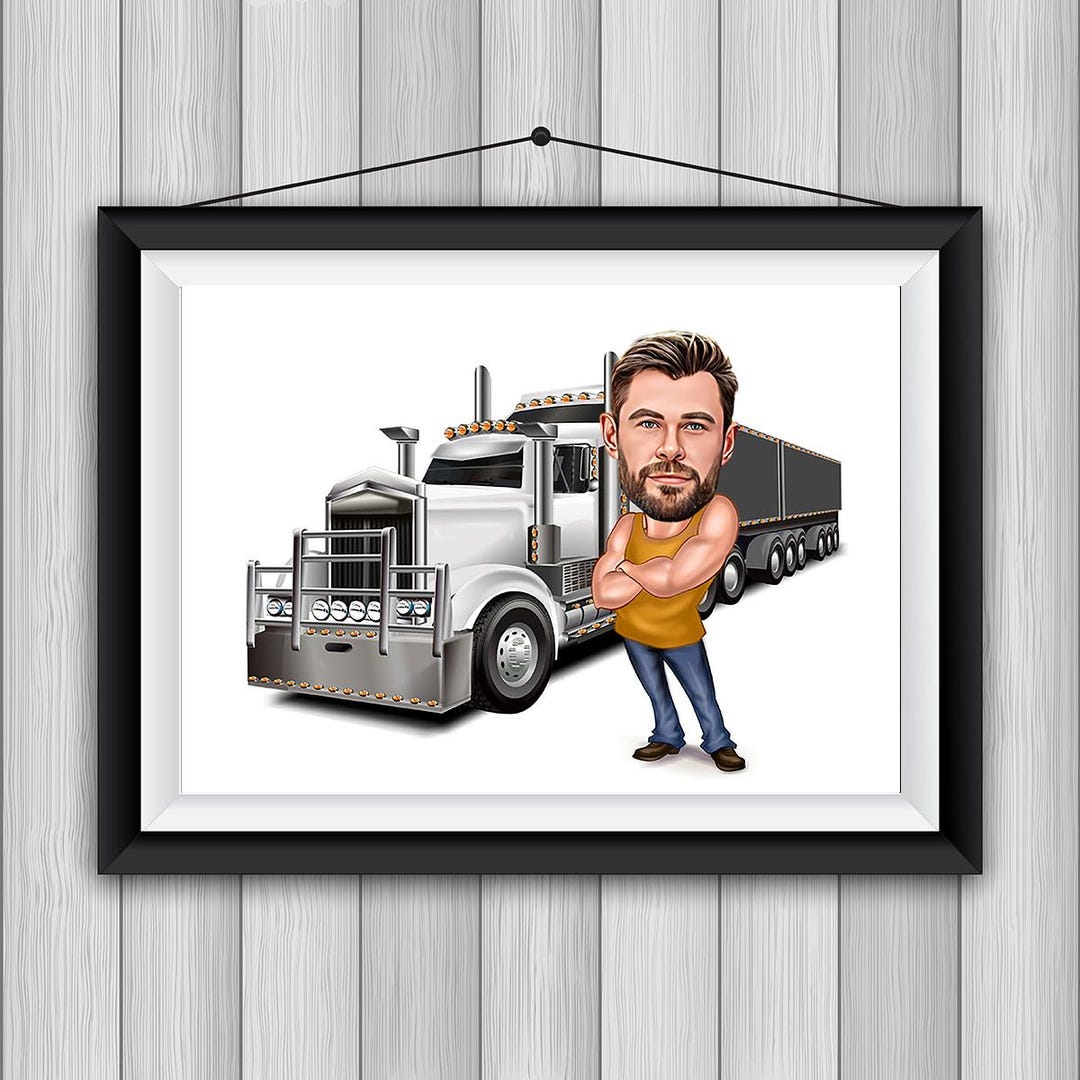Personalized Truck Driver Caricature, Custom Trucker Cartoon, Fun Truck ...