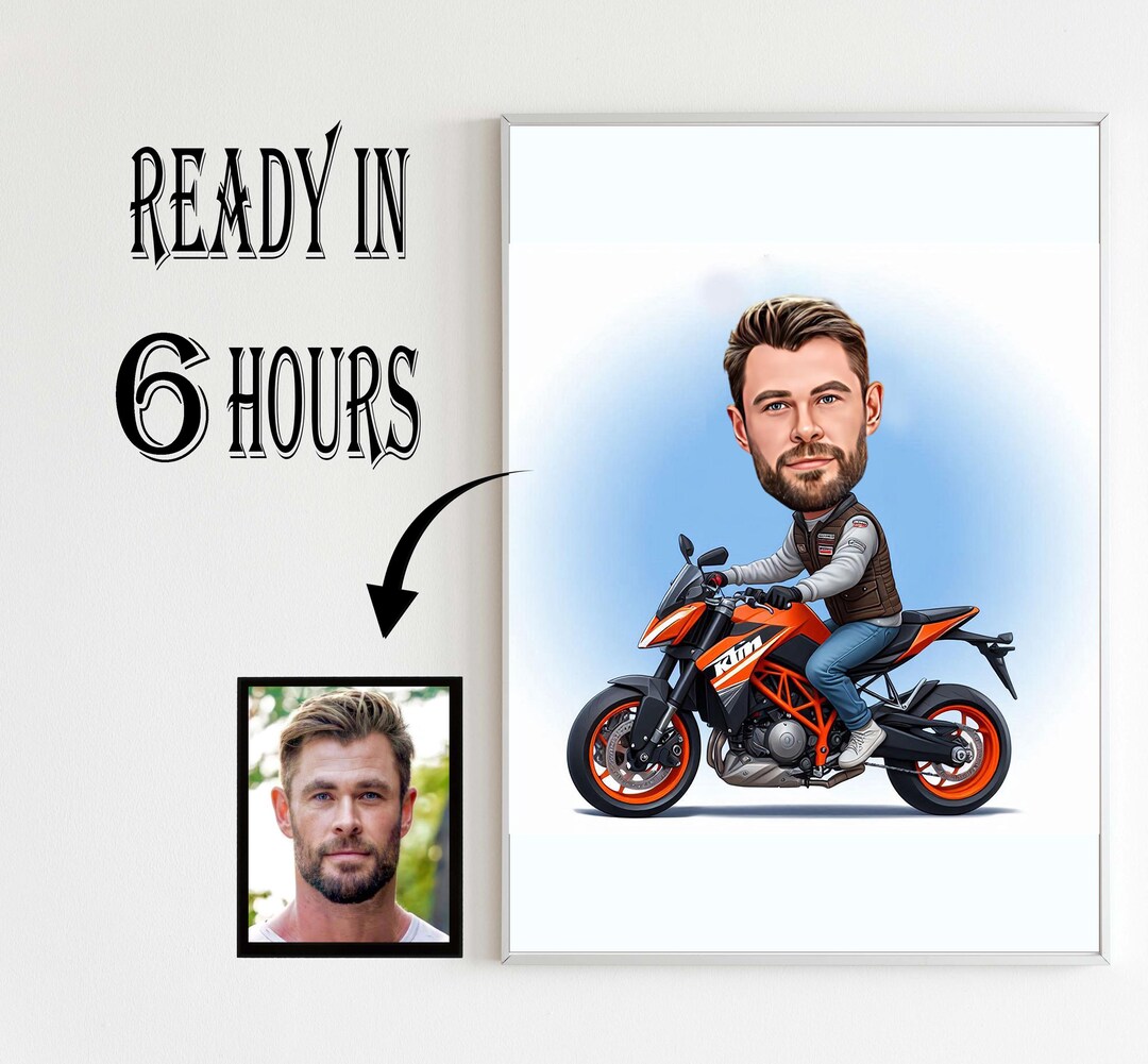 Personalized Biker Caricature, Gift for Motorcycle Riders, Gift for ...
