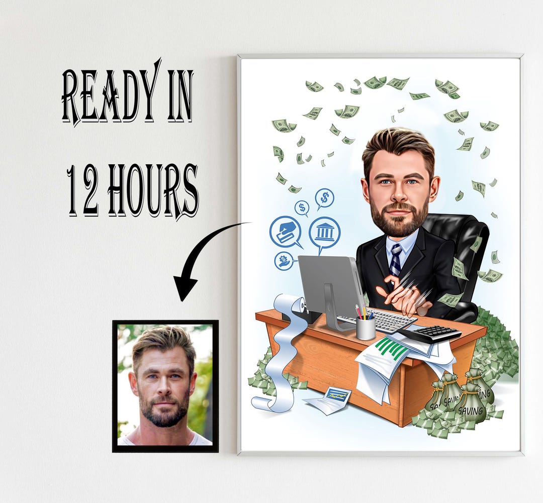 Custom Boss Caricature From Photo, Boss Gift for Men, Boss Cartoon ...