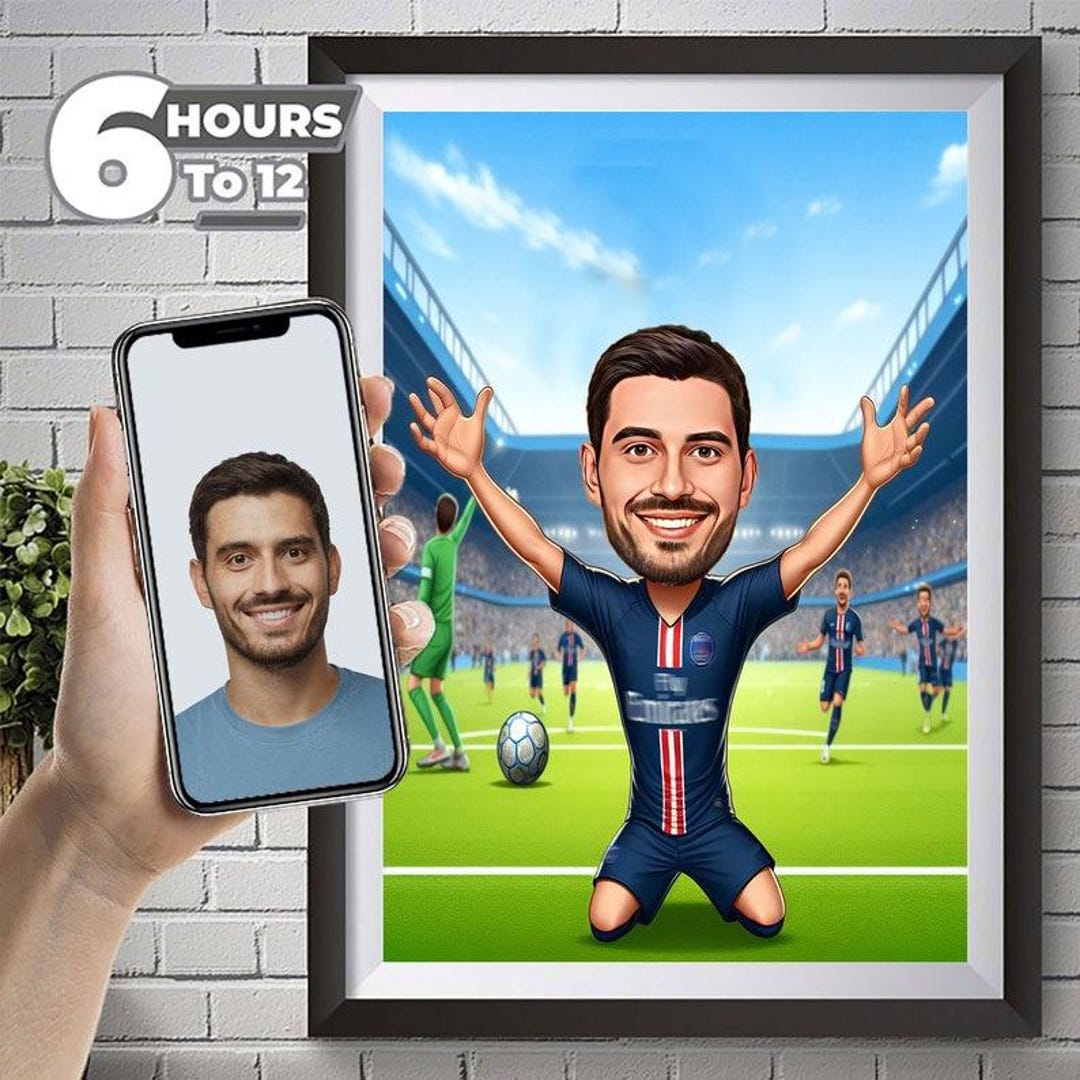Paris Saint-germain Soccer Player Cartoon Portrait, Soccer Caricature ...