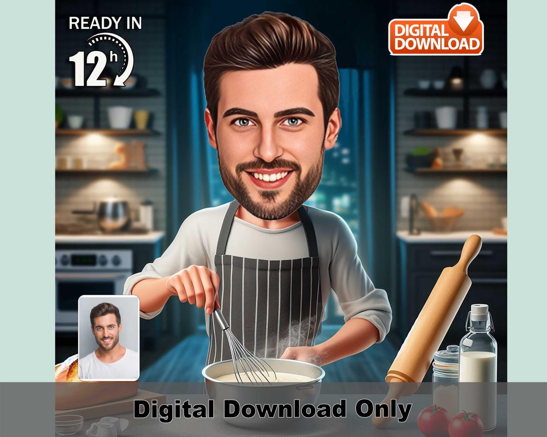 Fantastic CHEF Caricature Perfect for Cooking Chef's Masterpiece ...