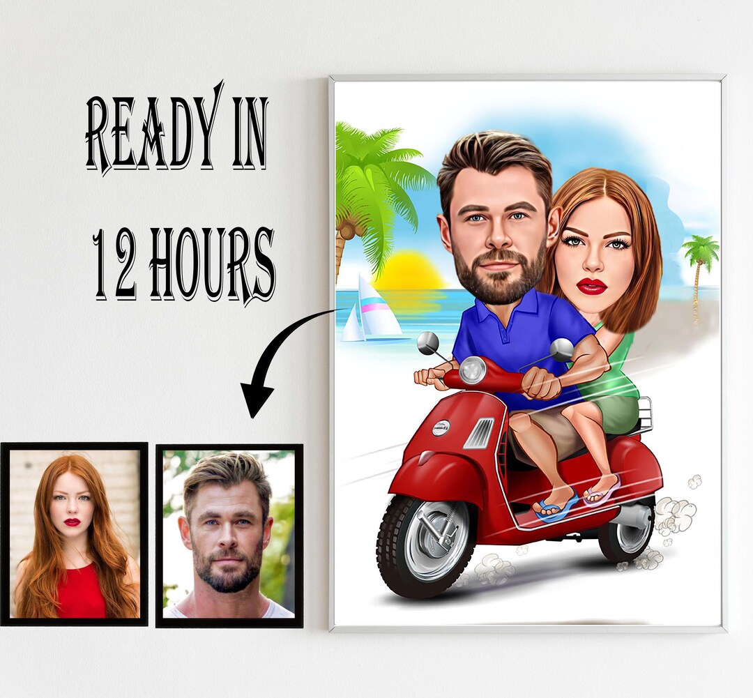 Custom Couple Cartoon Portrait, Couple Portrait, Couple Gift, Couple ...