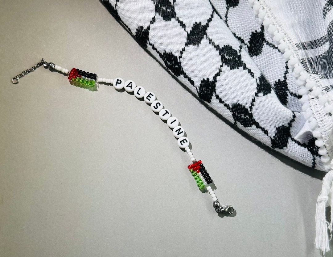 Palestine Bracelet, Beaded Palestine Flag Bracelet, Support Palestine ...