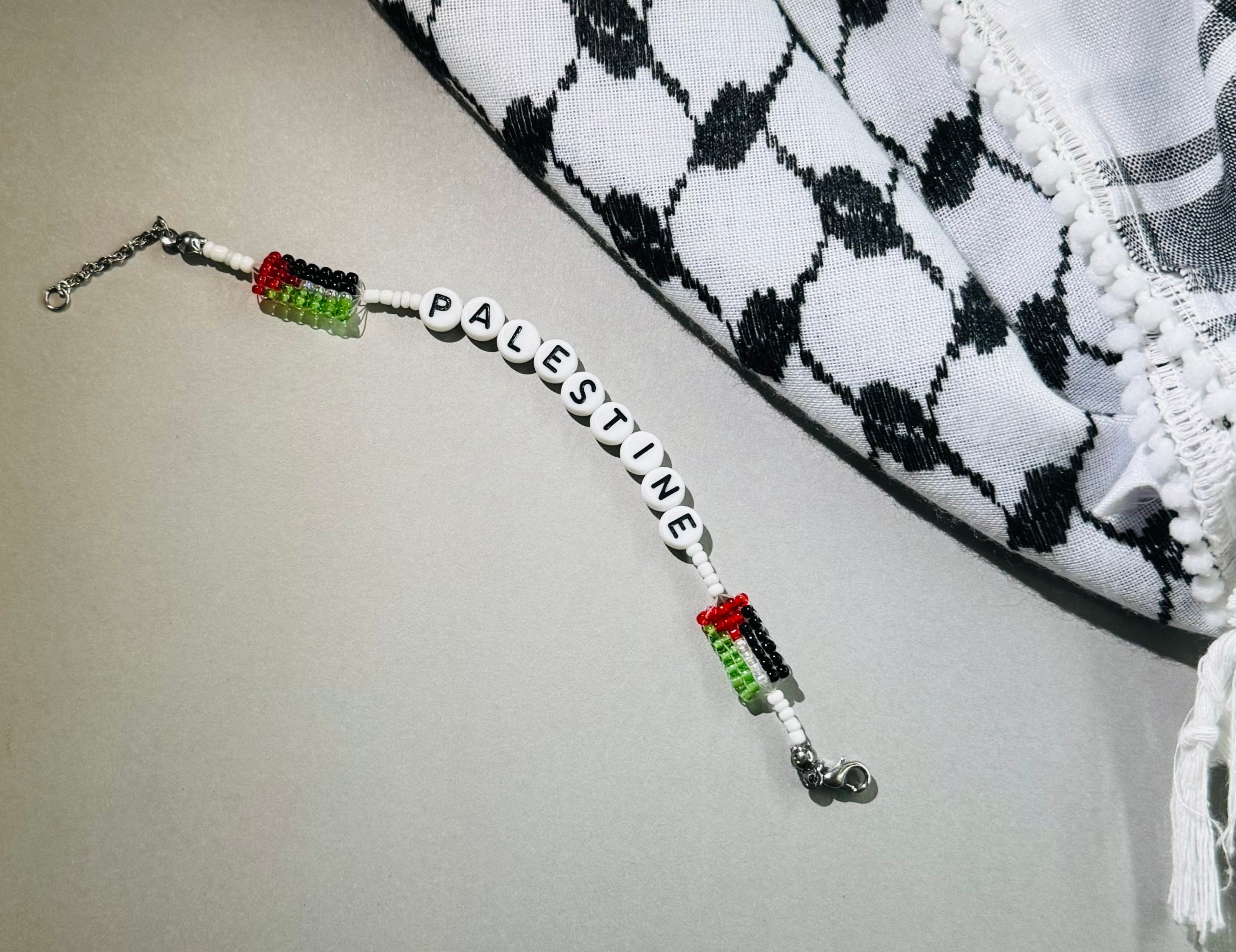 Palestine Bracelet, Beaded Palestine Flag Bracelet, Support Palestine ...