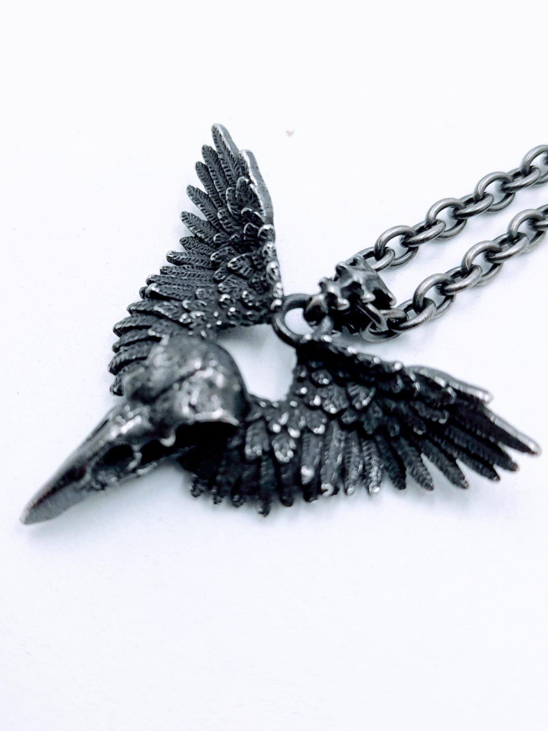 Raven Necklace - Viking Necklace - Biker Necklace - Gothic Necklace ...