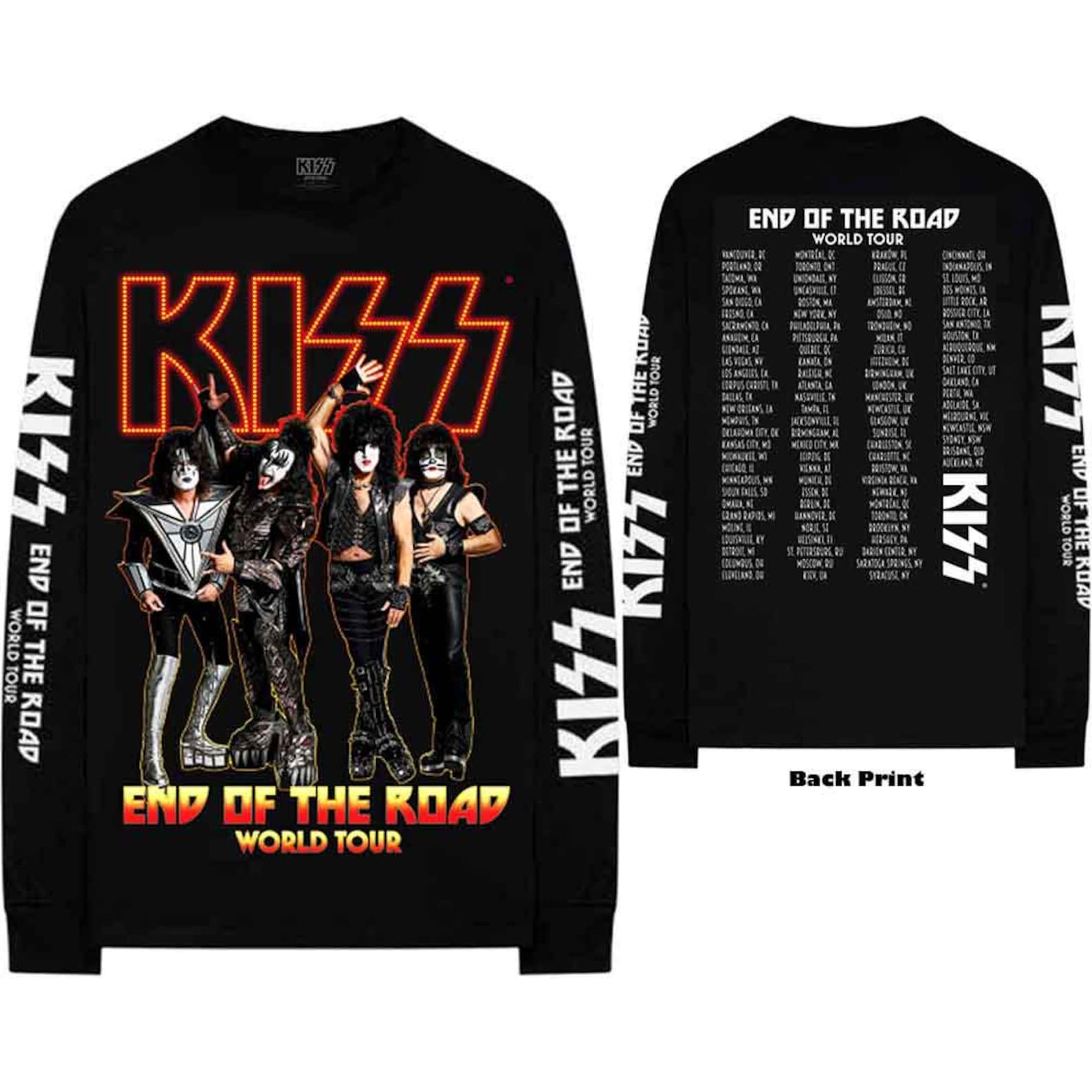 Kiss - Kiss T-shirt - Kiss Tour T-shirt - Kiss Long Sleeve Tour Shirt ...