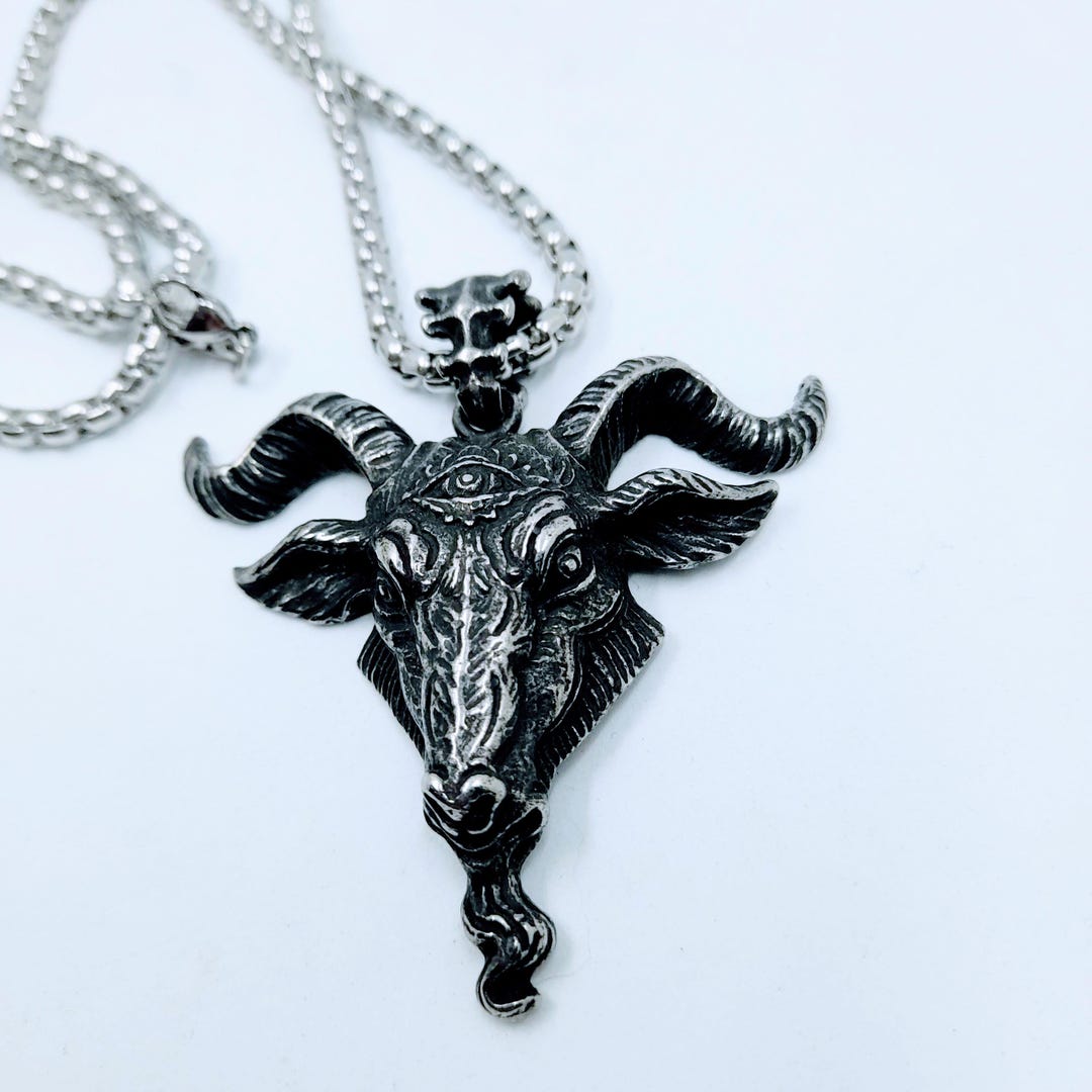 Baphomet Necklace - Large Baphomet Head Necklace - Gothic Necklace ...