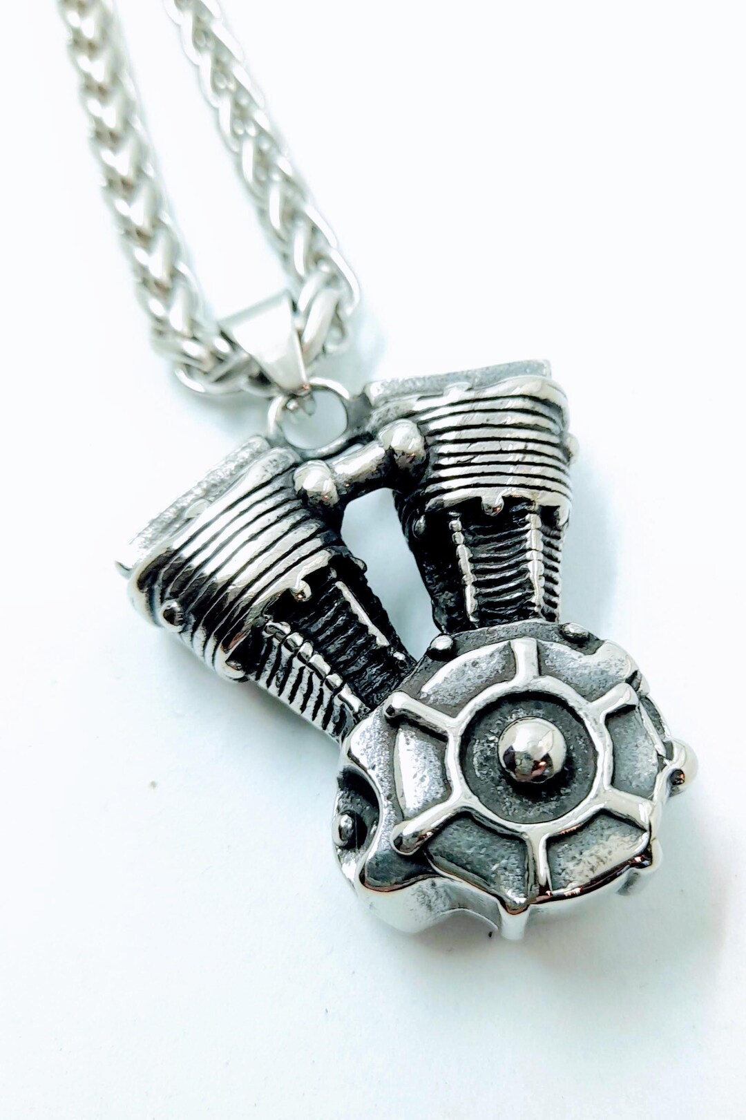 Large Biker Necklace - Motor Engine Necklace - Panhead Necklace ...