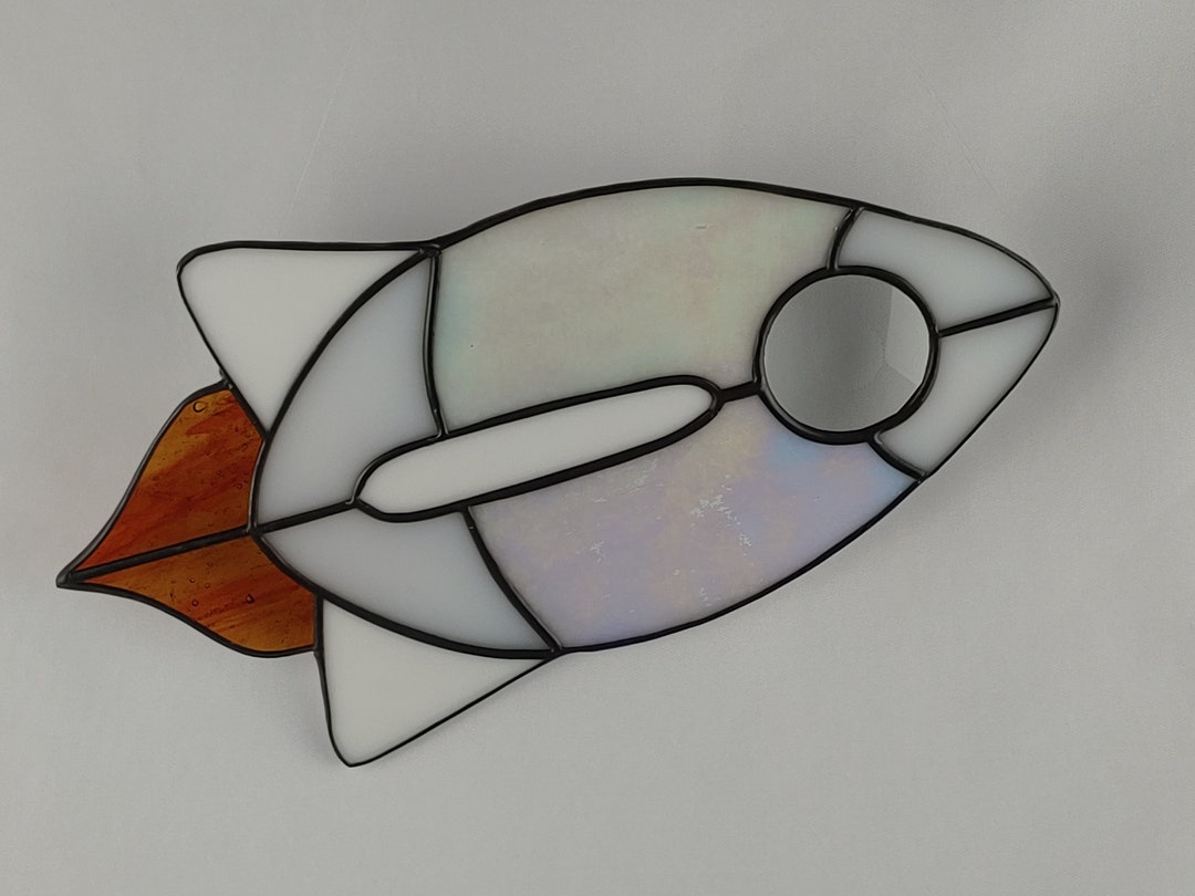 Rocketship Spaceship Stained Glass Suncatcher (made to Order) - Etsy