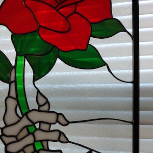 Rose and Bones Stained Glass Panel - Etsy