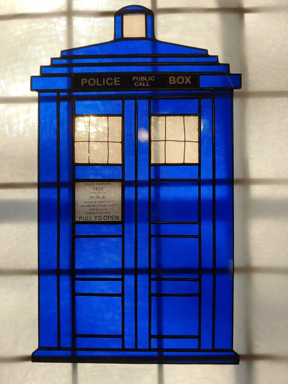 Police Box Stained Glass Suncatcher Fan Based Medium | Etsy