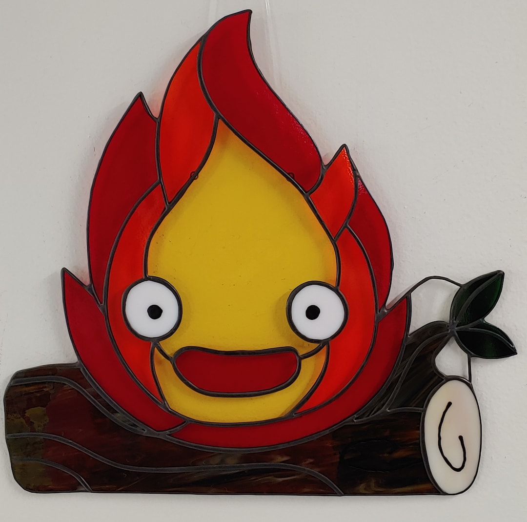 Fire Stained Glass Suncatcher Fan Art made to Order - Etsy