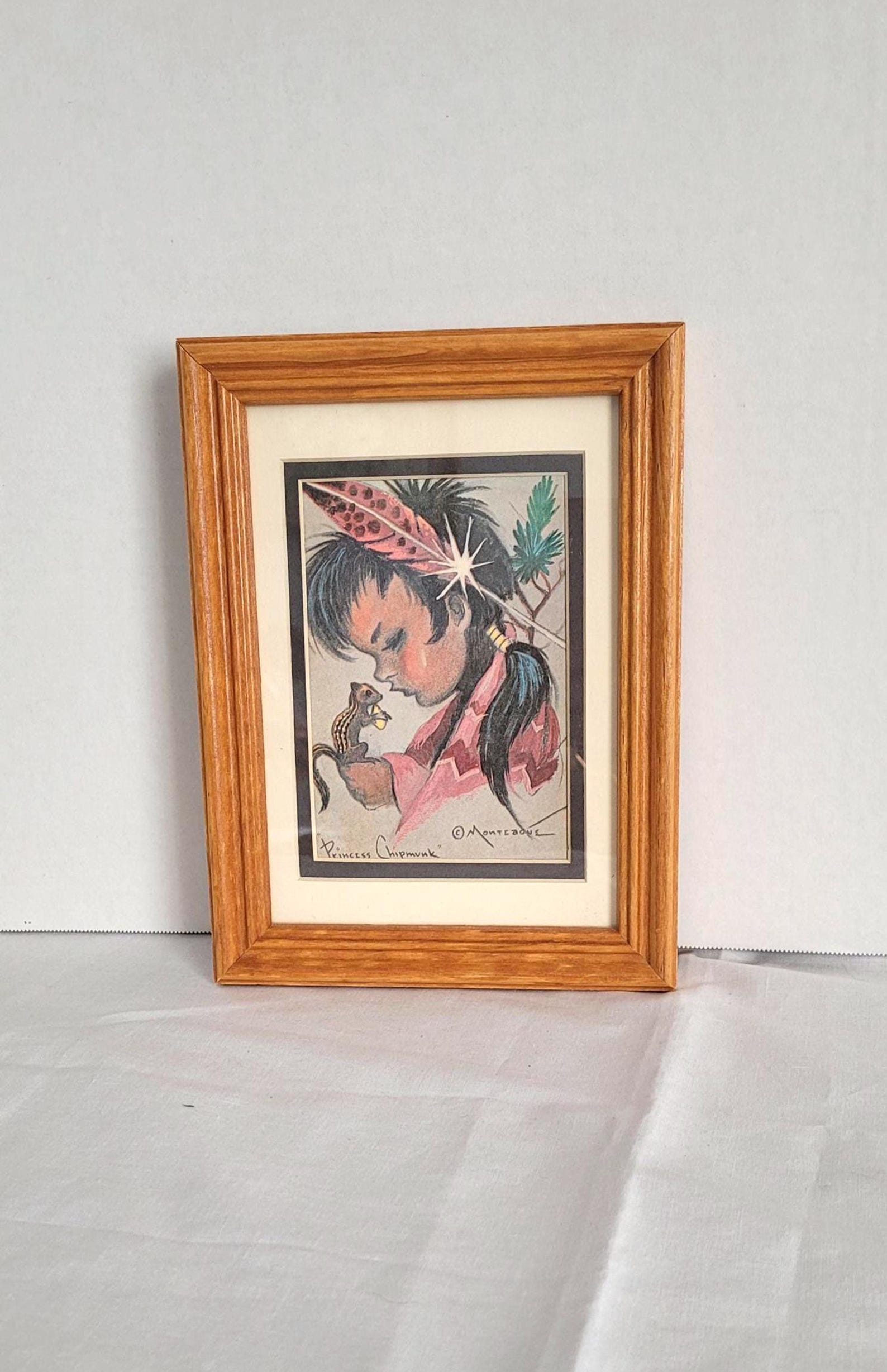 Vintage Native American Child Framed Art Print Monteague Flagg Princess ...