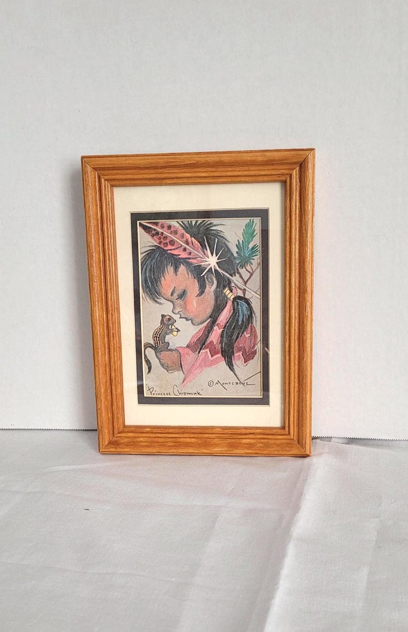 Vintage Native American Child Framed Art Print Monteague Flagg Princess ...