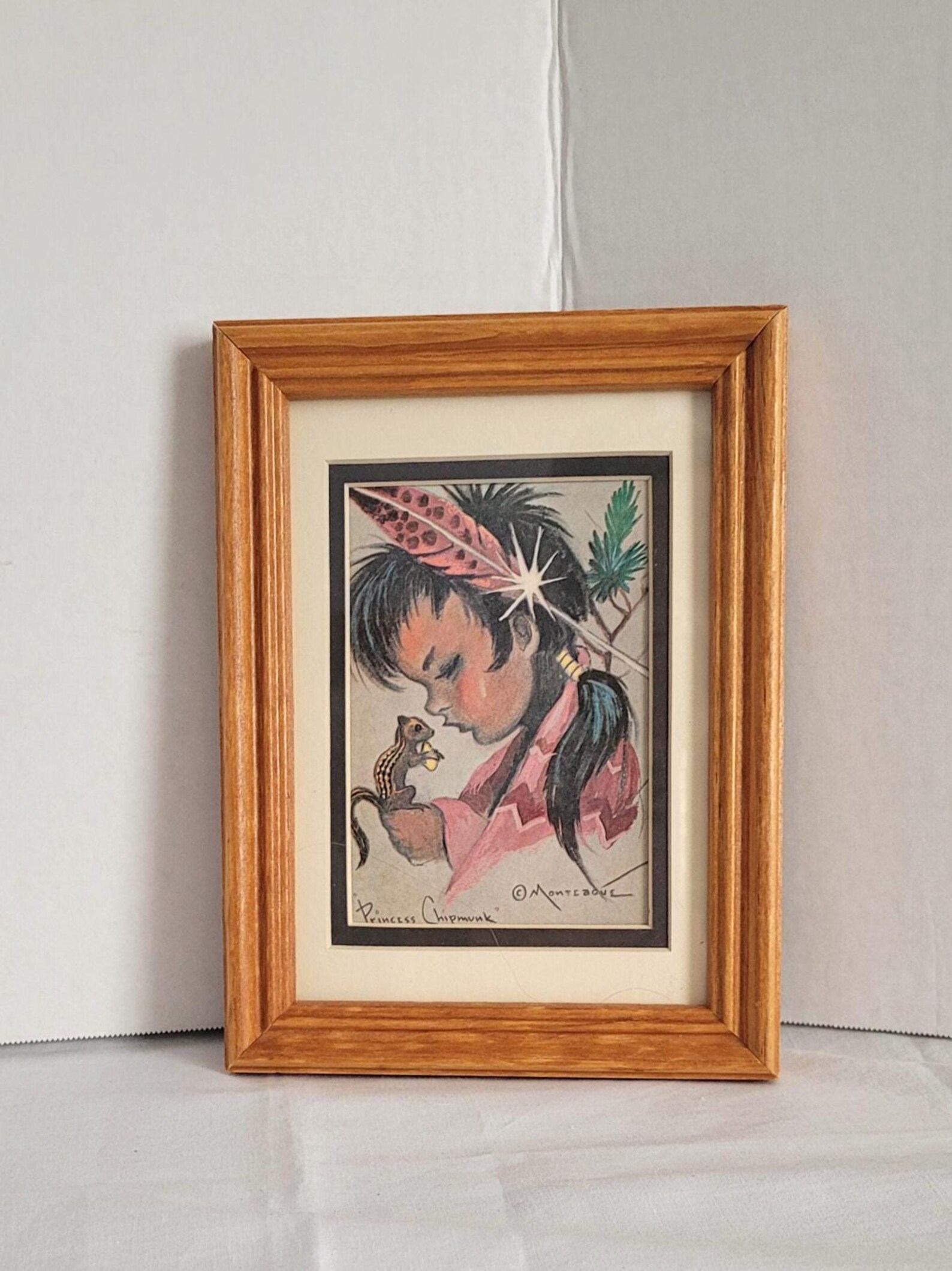 Vintage Native American Child Framed Art Print Monteague Flagg Princess ...