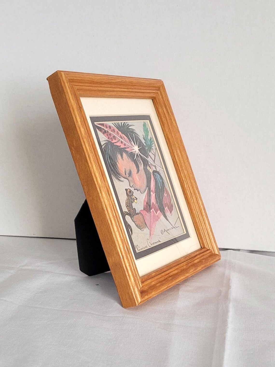 Vtg Native American Child Framed Art Print Monteague Flagg Princess ...