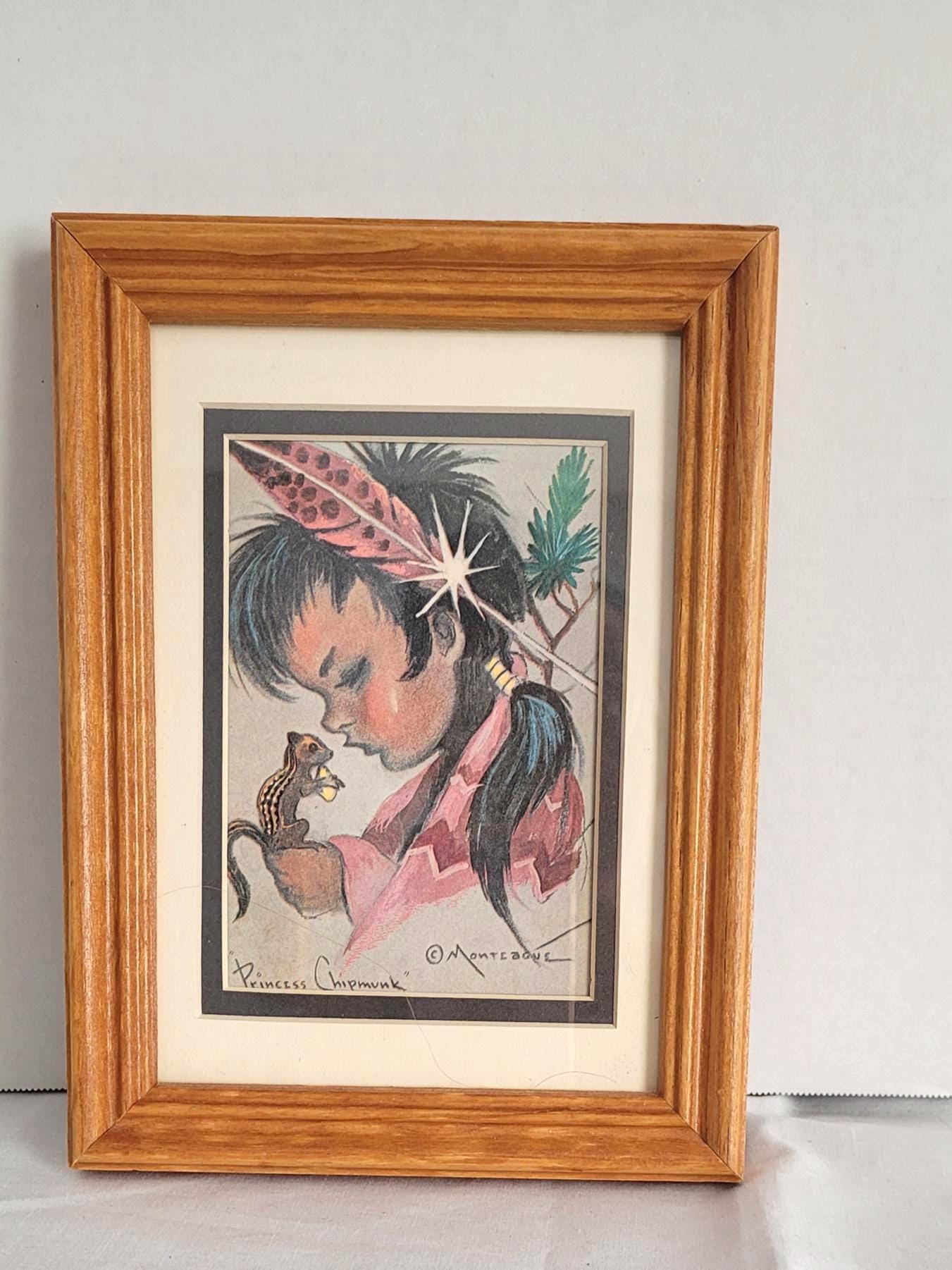 Vintage Native American Child Framed Art Print Monteague Flagg Princess ...