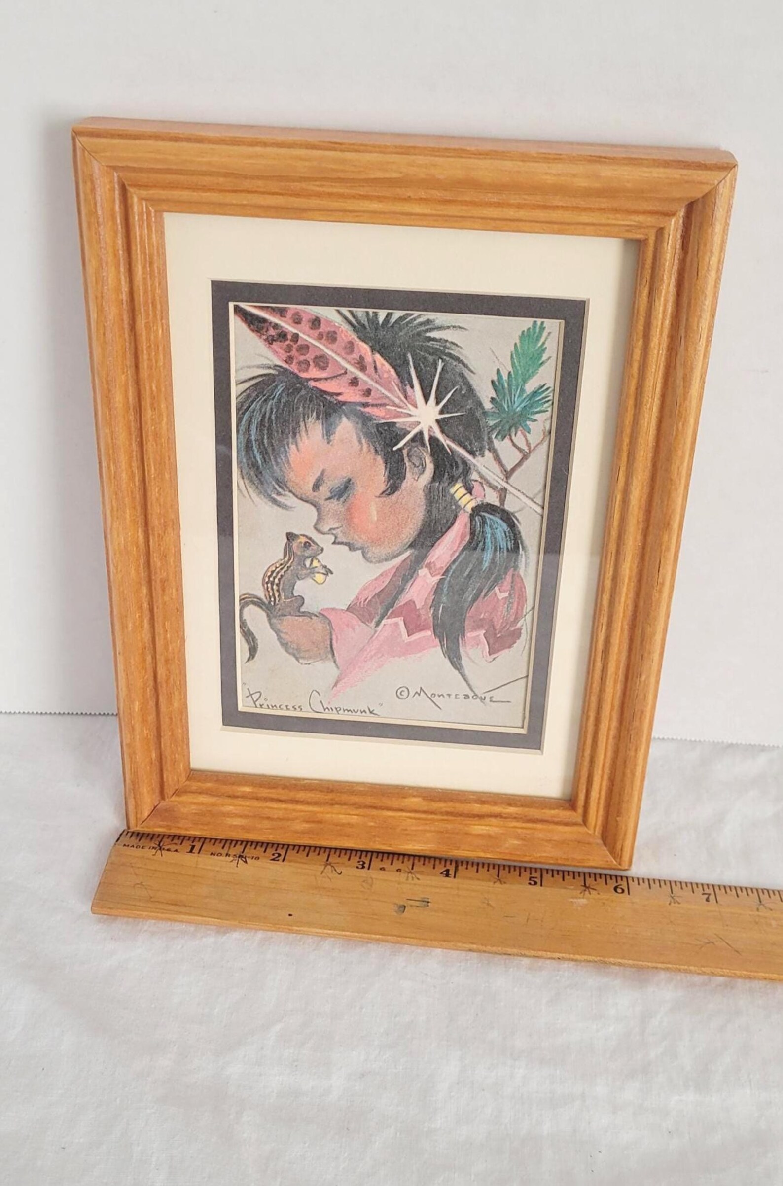 Vintage Native American Child Framed Art Print Monteague Flagg Princess ...