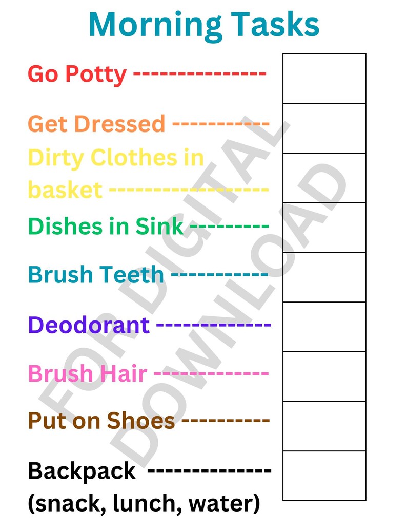 Morning Task Chart - Etsy