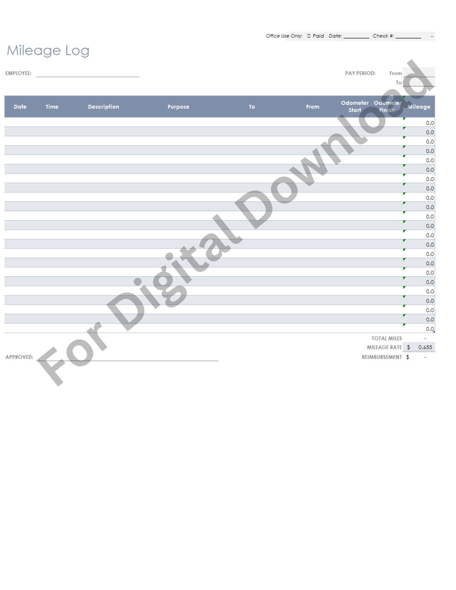 Mileage Log Spreadsheet - Etsy