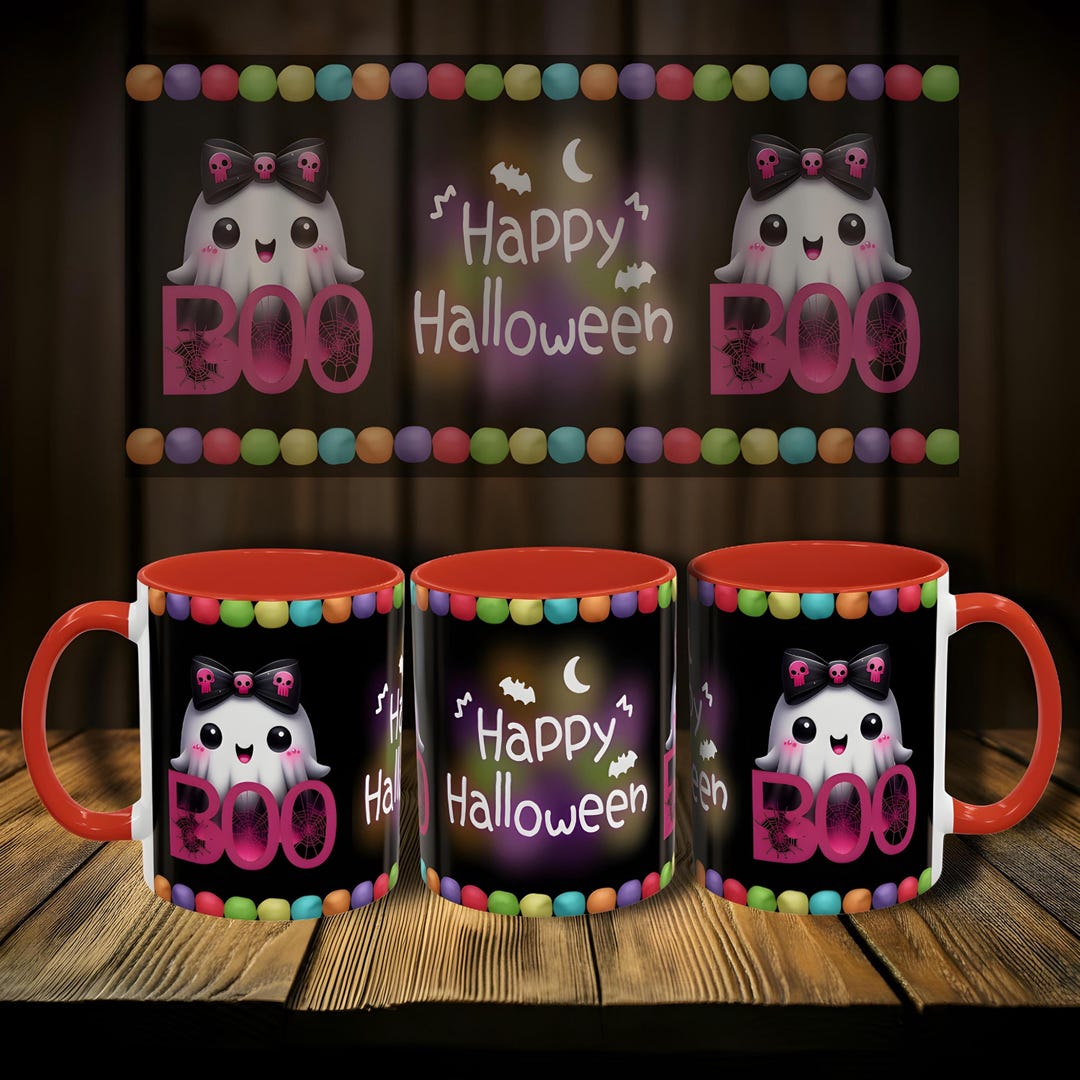 Halloween Ghost Coffee Mug, Fun and Colorful Halloween Design, Gift or ...