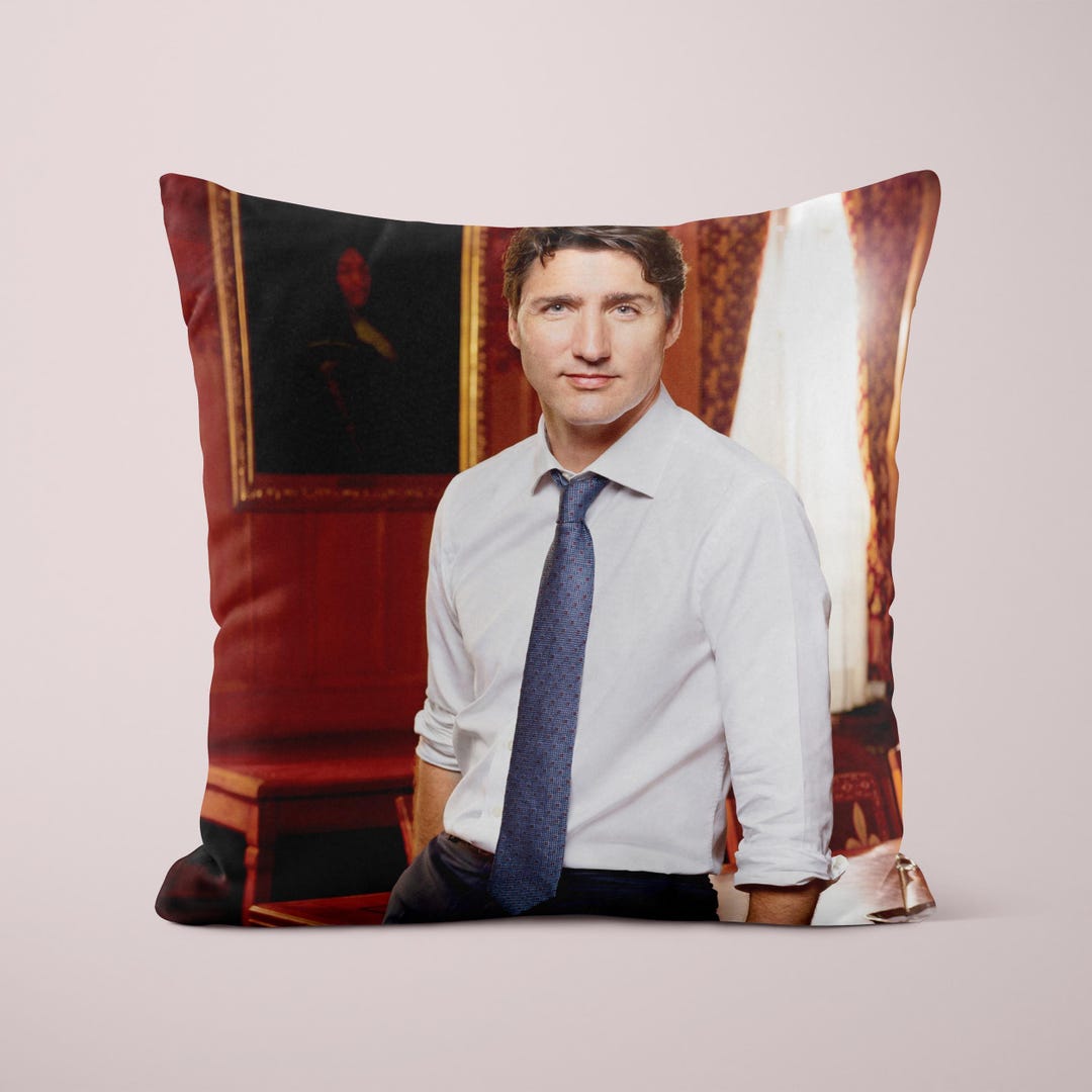 Justin Trudeau Office Cushion & Pillow Gift, Fun Celebrity Fan Gift ...