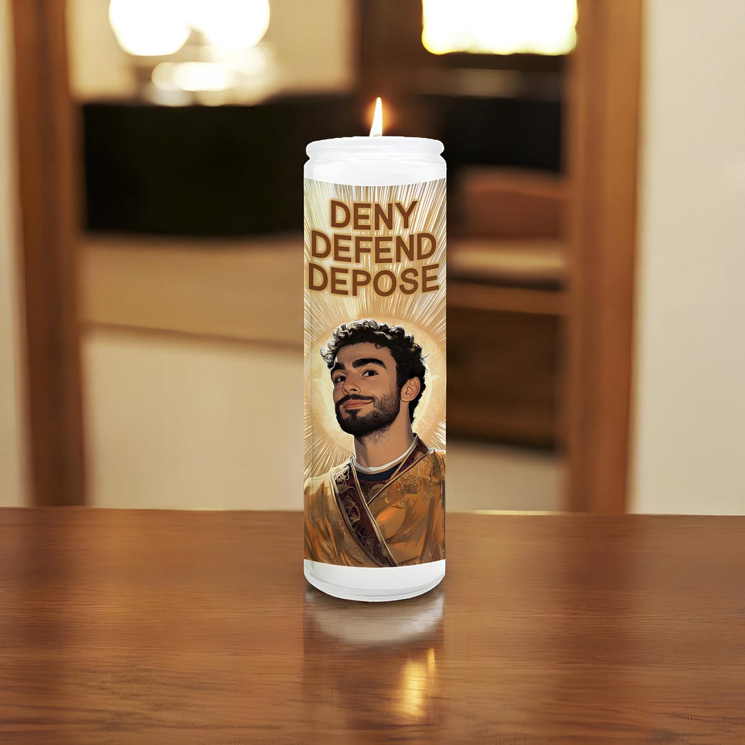 Deny Defend Depose Candle Luigi Mangione Celebrity Prayer Candle Non ...