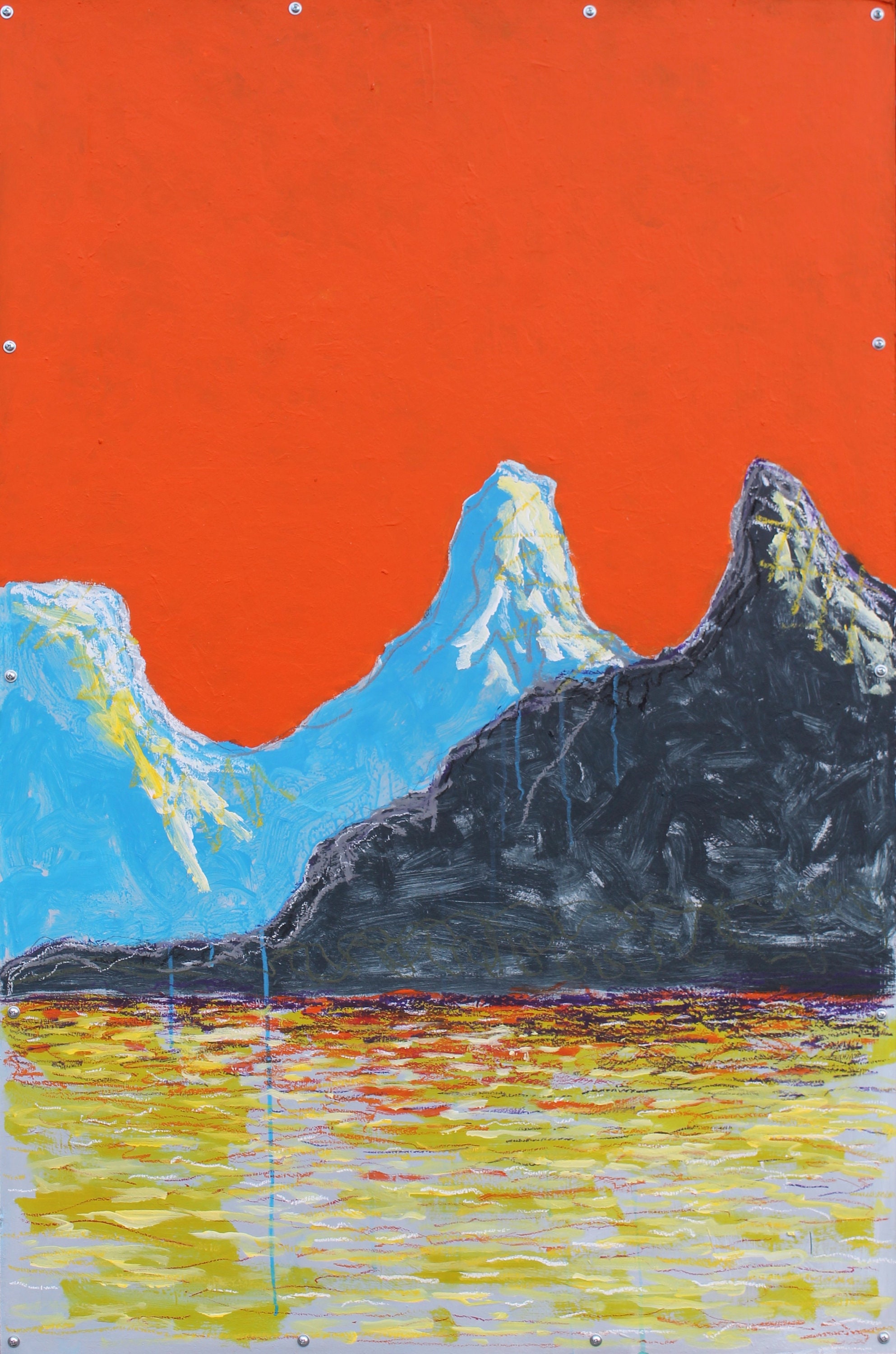 Expressionism Landscape Mountains Orange Blue - Etsy Israel