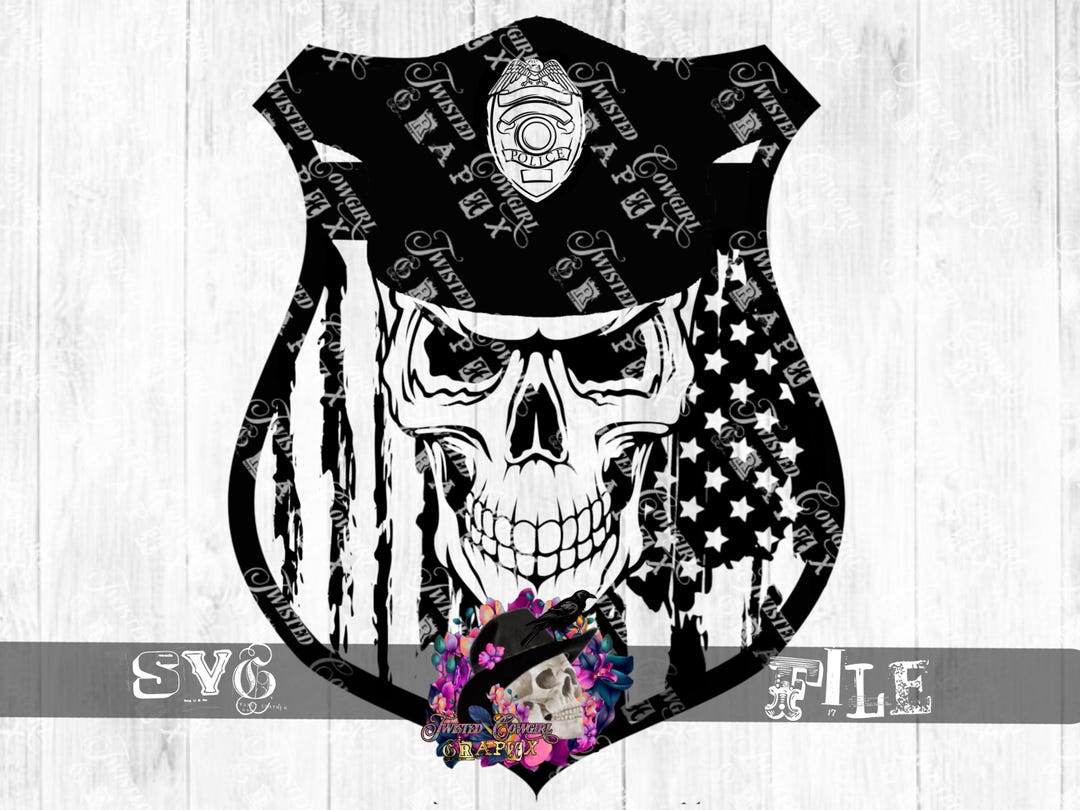 Back the Blue Police Skull SVG - Etsy