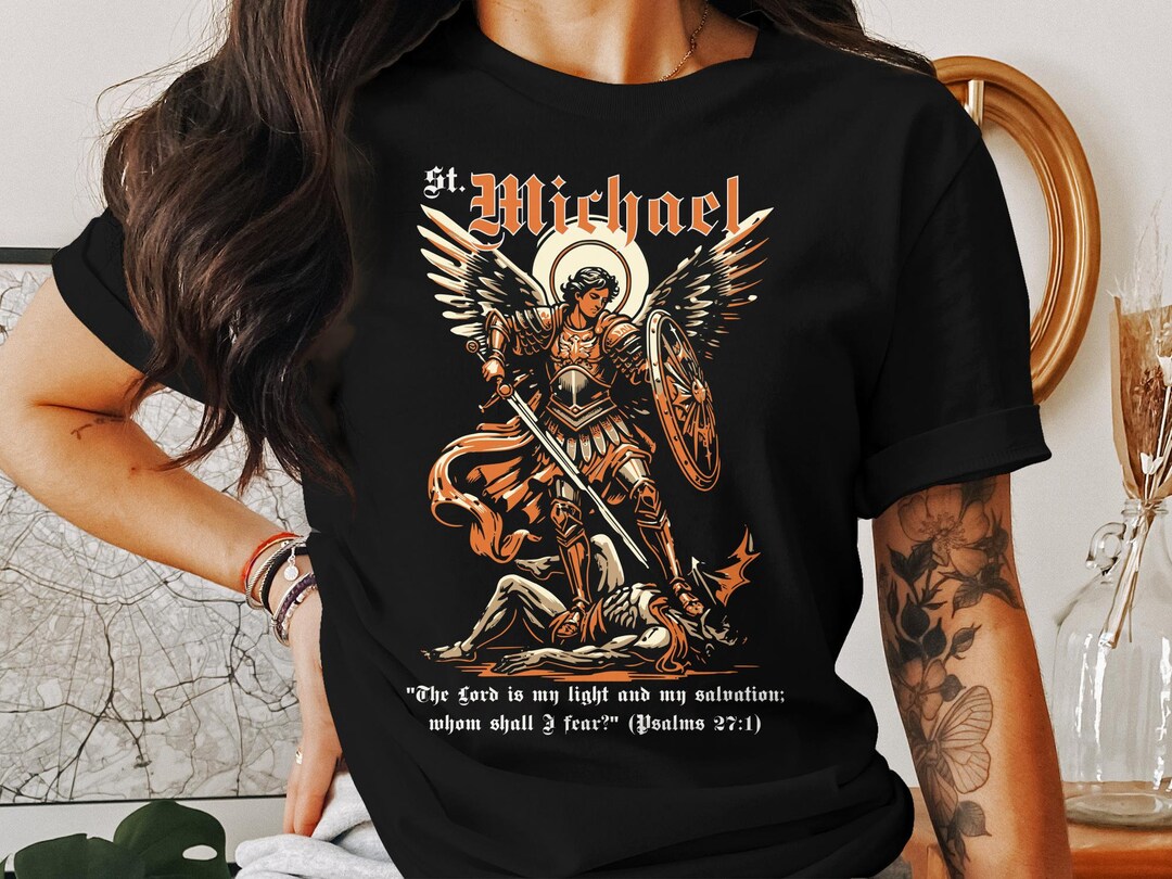 Saint Michael the Archangel Shirt, Against Devil T-shirt, Psalms Bible ...
