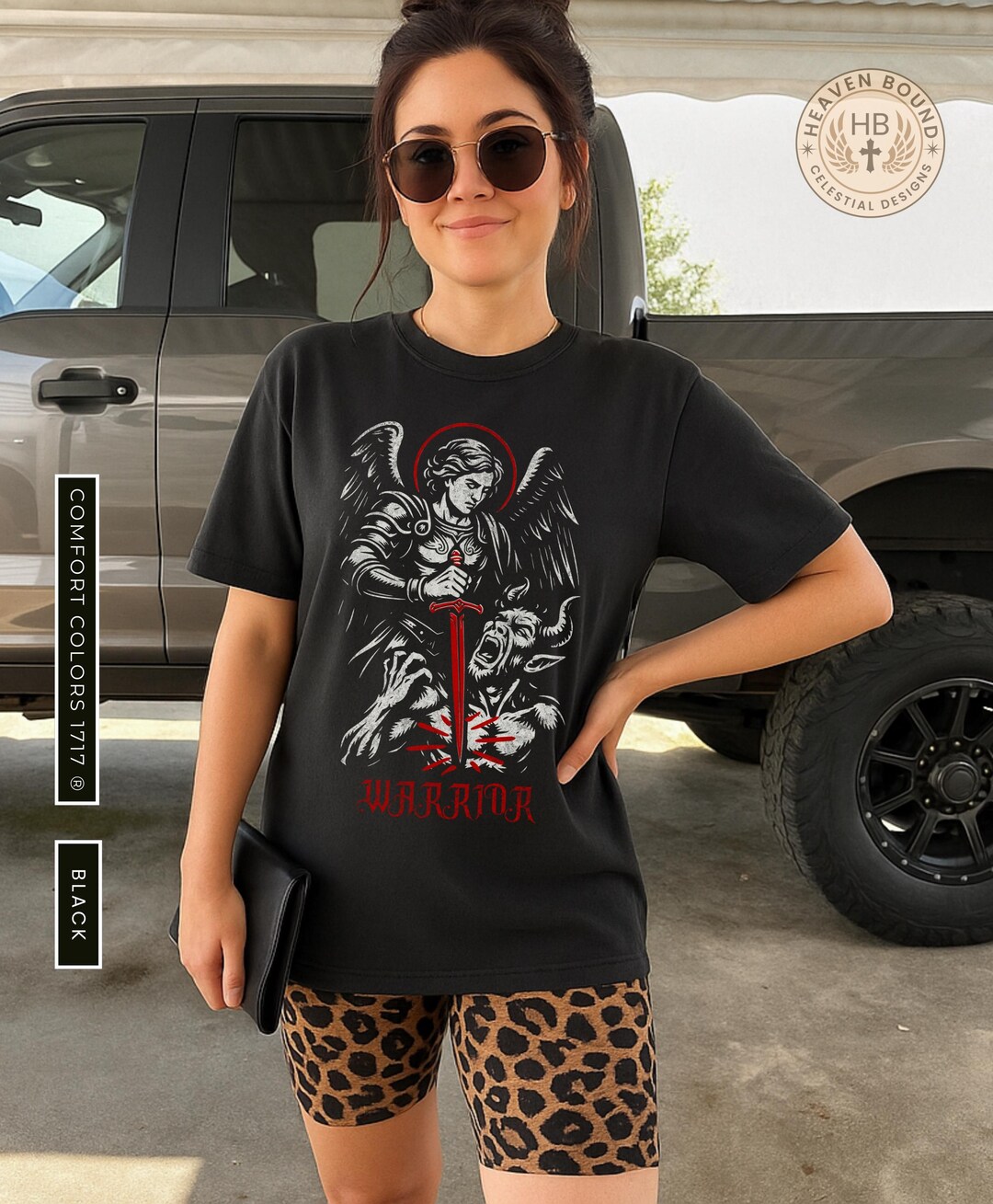 Saint Michael Archangel Shirt: Comfort Colors Black T-shirt, Warrior ...