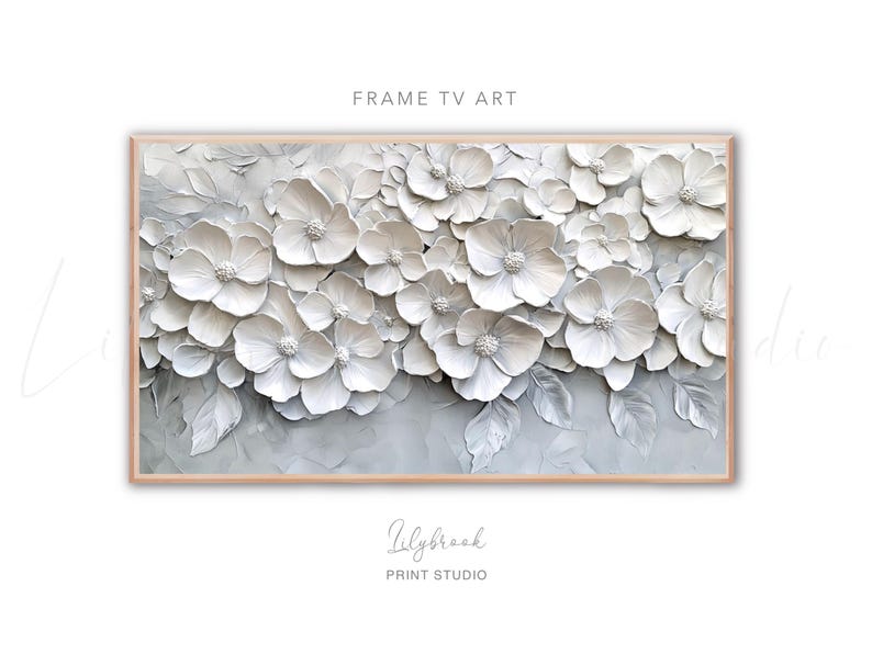 Elegant 3D Floral Art for Samsung Frame TV: Neutral Tones, Instant ...
