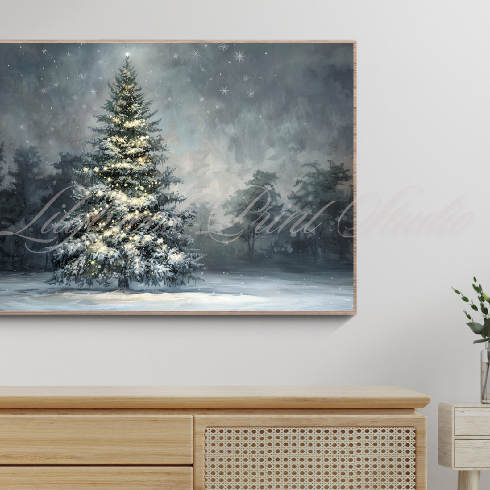 Christmas Tree Oil Painting Print, Printable Christmas Decor, Christmas ...