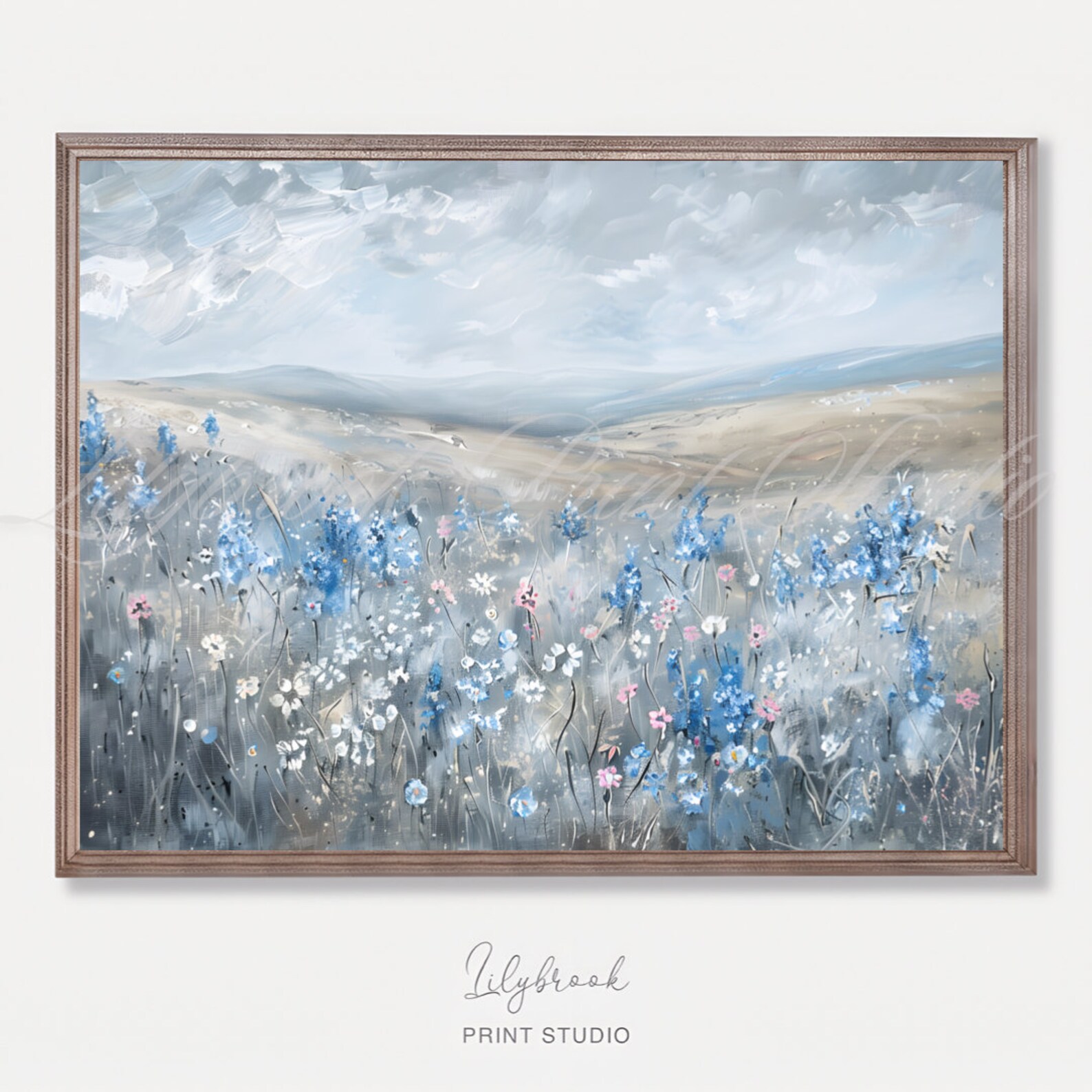 Wildflower Meadow Landscape Print: Spring Wall Art for Farmhouse Decor ...