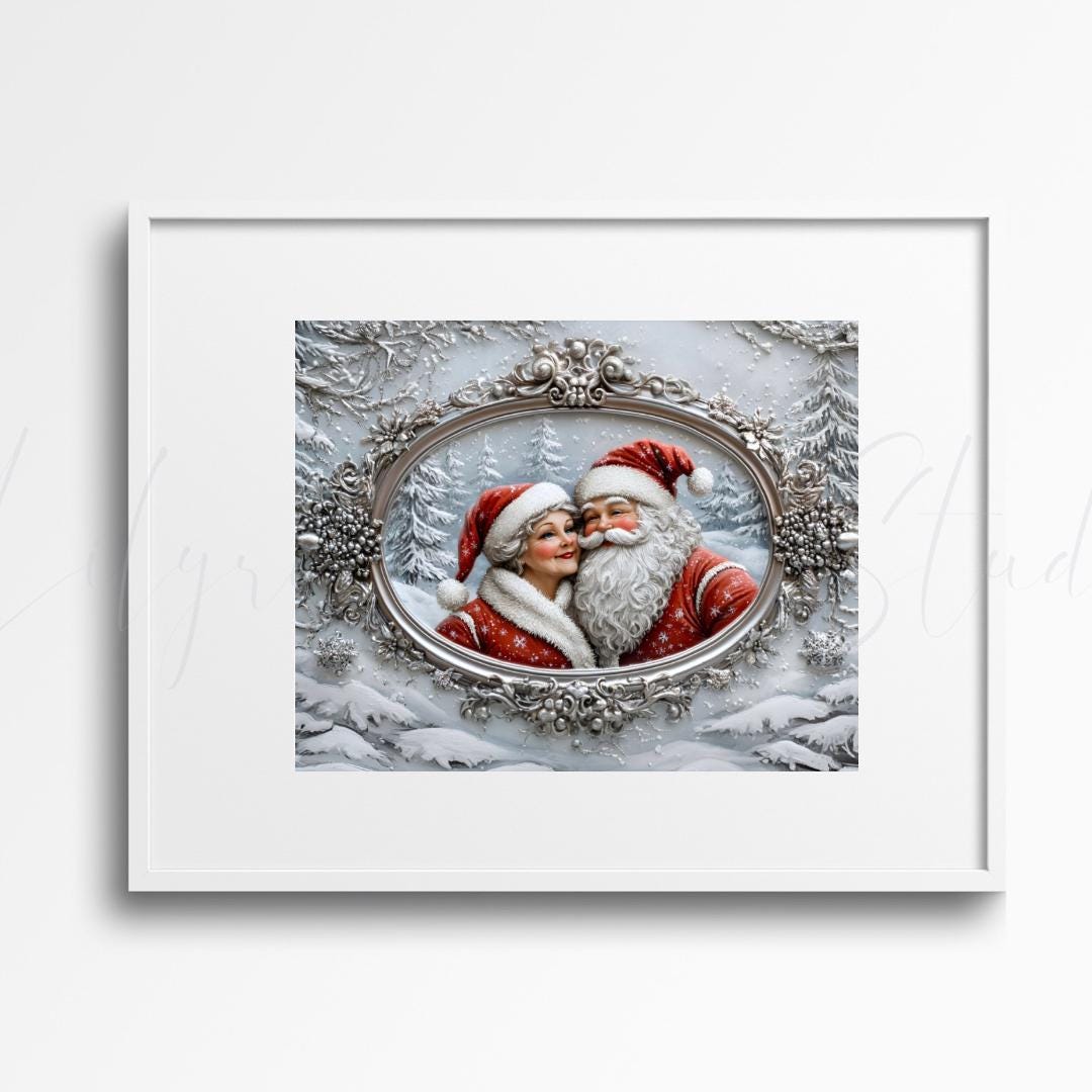 Vintage Santa & Mrs. Claus Print: Christmas Holiday Decor (digital ...