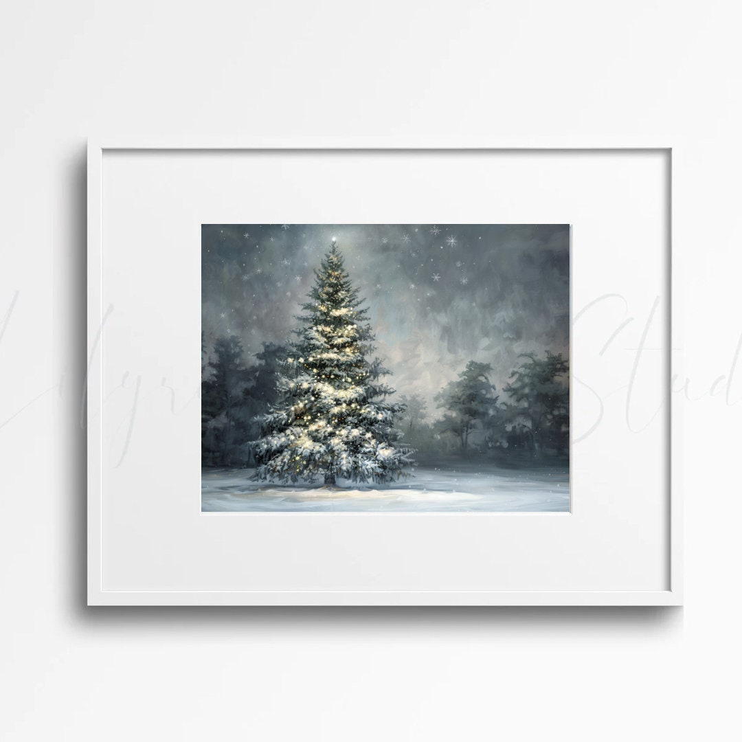 Christmas Tree Oil Painting Print, Printable Christmas Decor, Christmas ...