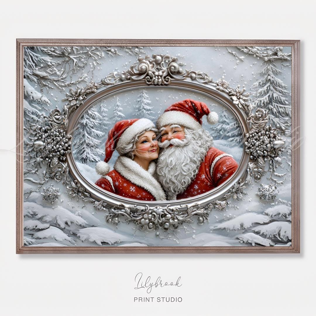 Vintage Santa & Mrs. Claus Print: Christmas Holiday Decor (digital ...