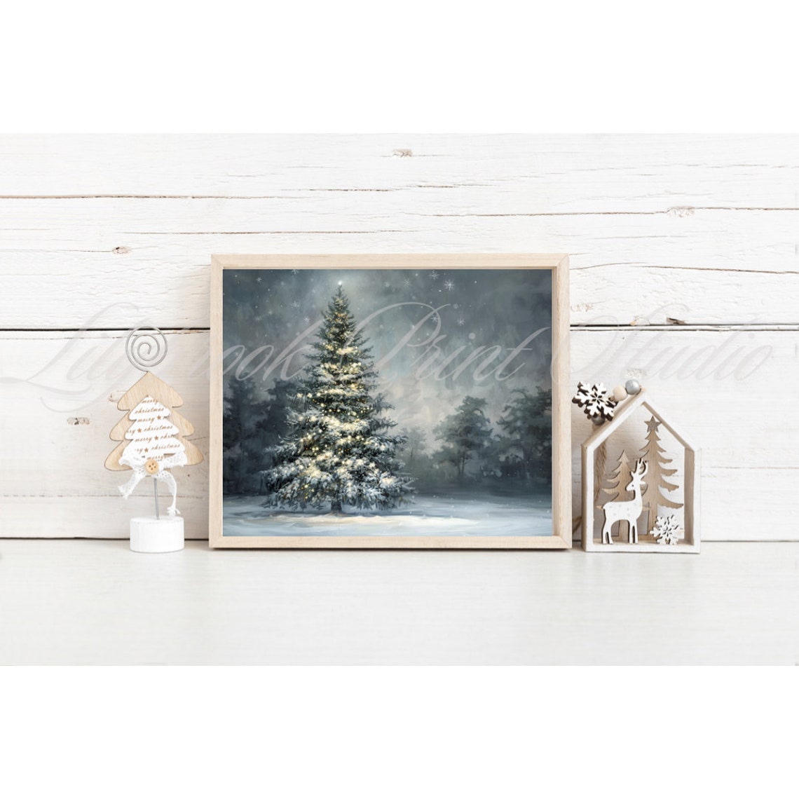 Christmas Tree Oil Painting Print, Printable Christmas Decor, Christmas ...