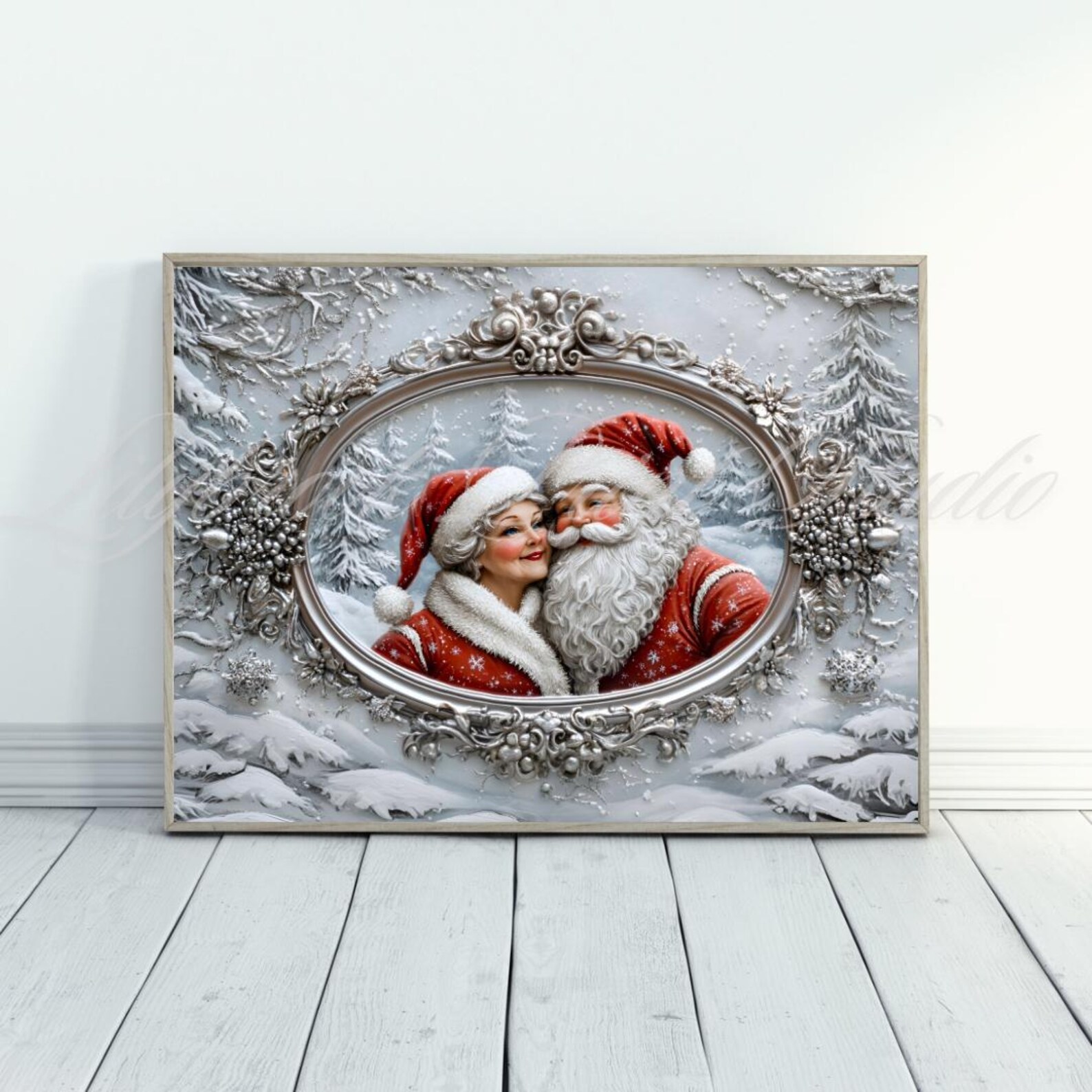 Vintage Santa & Mrs. Claus Print: Christmas Holiday Decor (digital ...