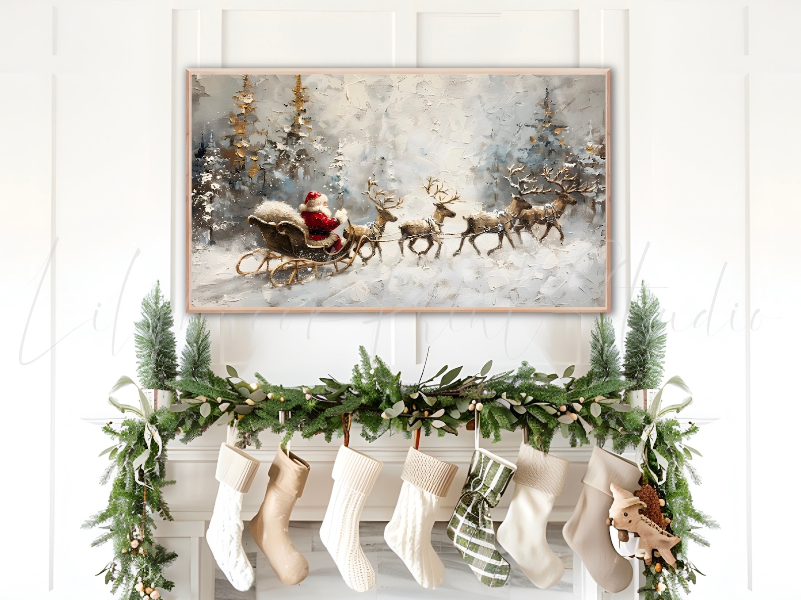 Santa Painting Frame TV Art: Christmas Digital Download - Etsy