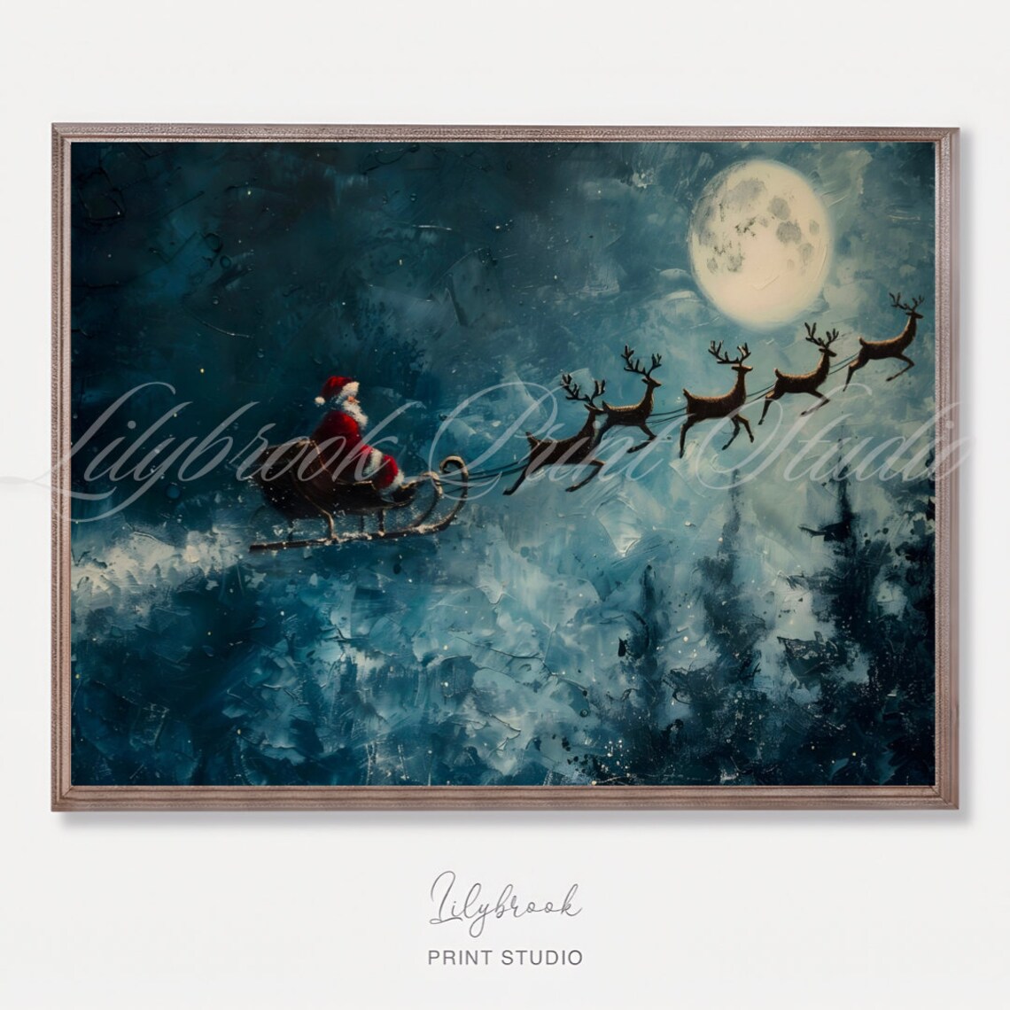 Heiligabend Weihnachtsmann Ölgemälde Druck: Urlaub als Wanddekoration ...