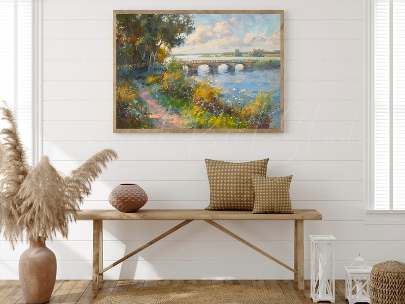River Print - Oil Painting Digital Art Print - Landscape Scenery ...