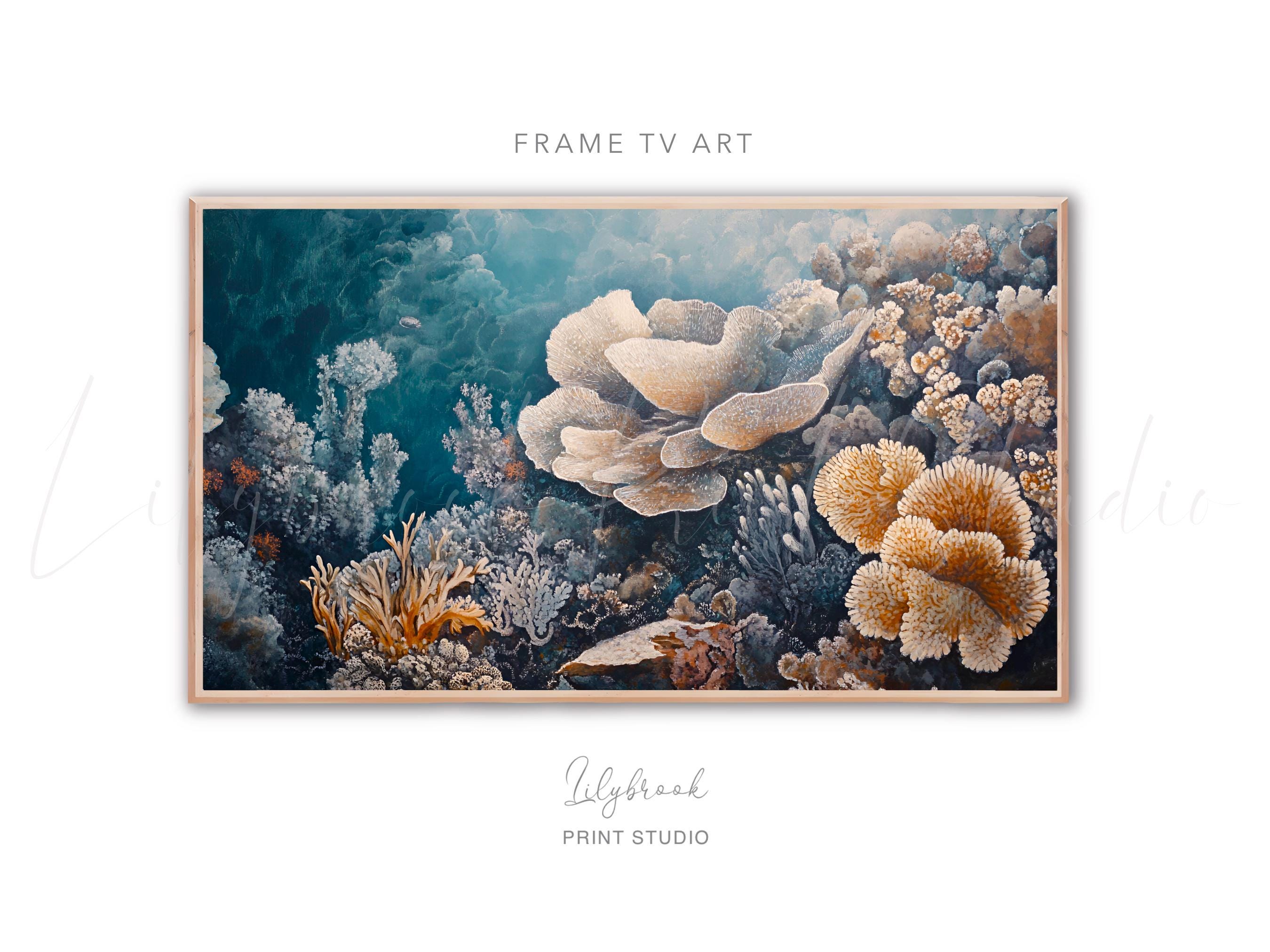 Coral Reef Frame TV Art Reef Painting Frame TV Art, Ocean Tv Art ...