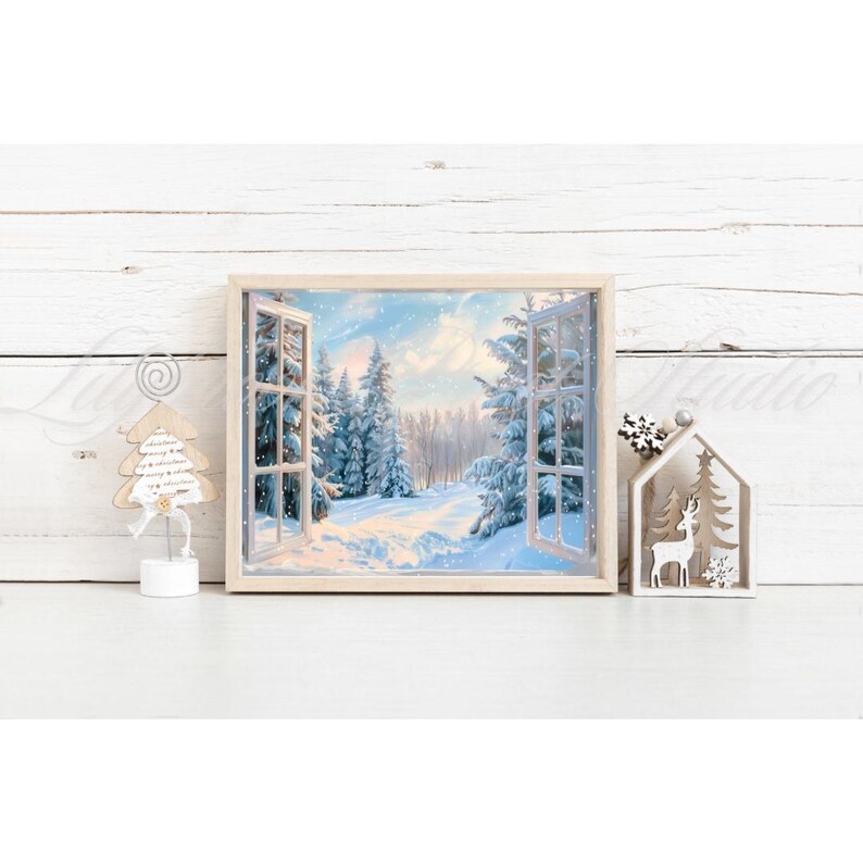 Winter Window Painting: Snowy Landscape Art Print (digital Download) - Etsy